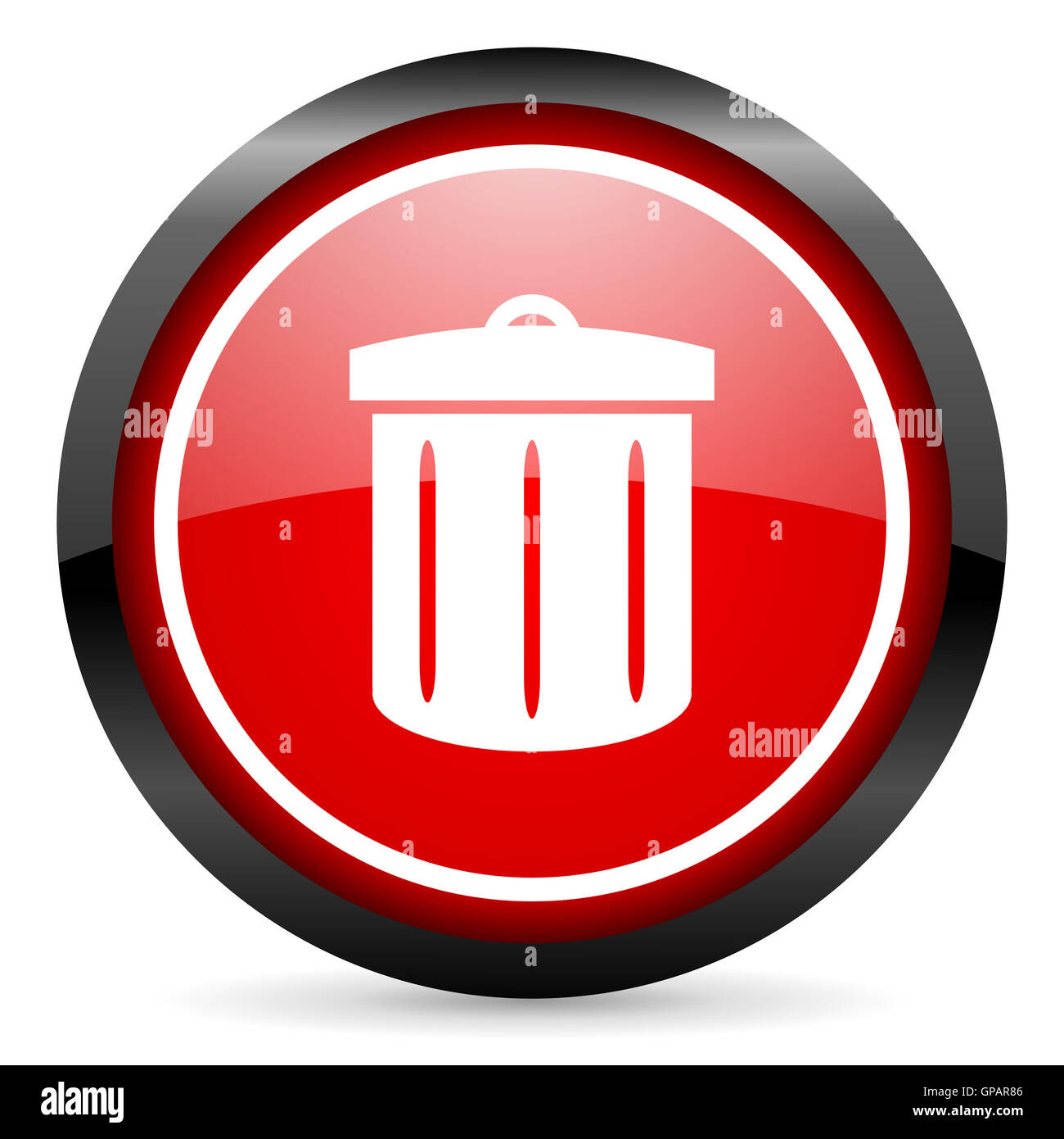 recycle round red glossy icon on white background Stock Photo - Alamy