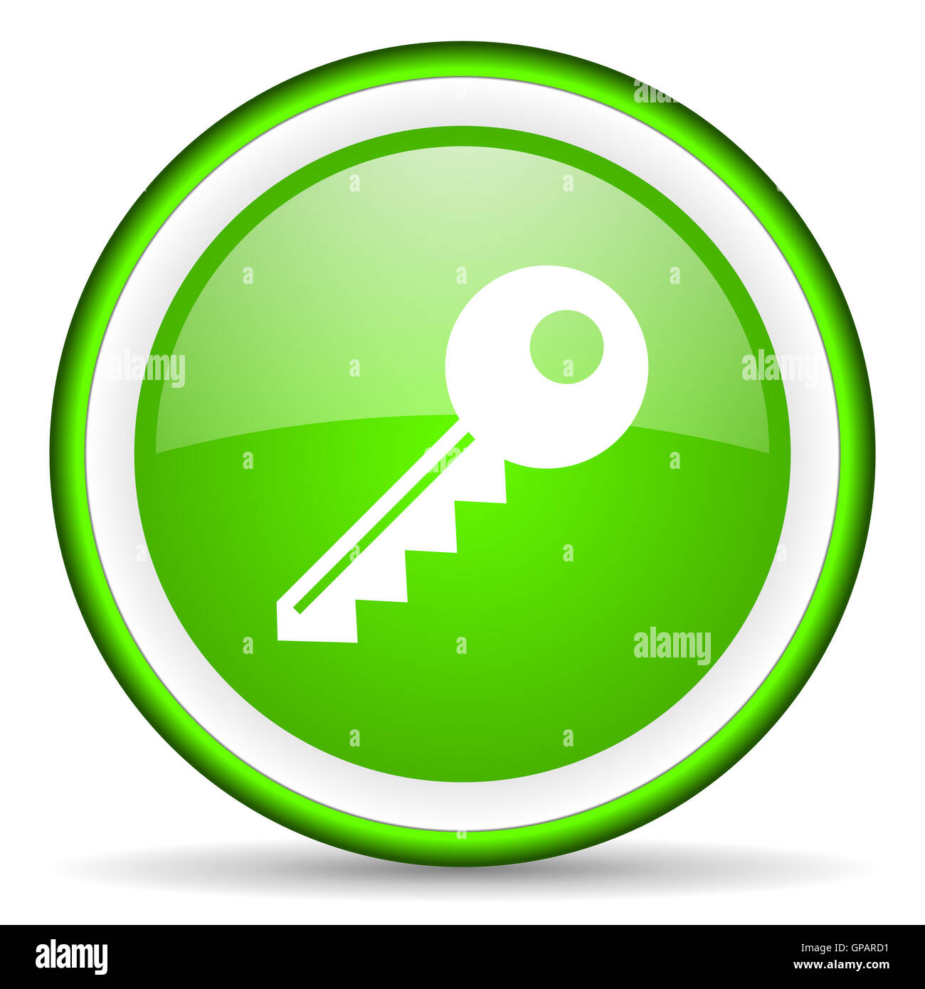 key green glossy icon on white background Stock Photo - Alamy