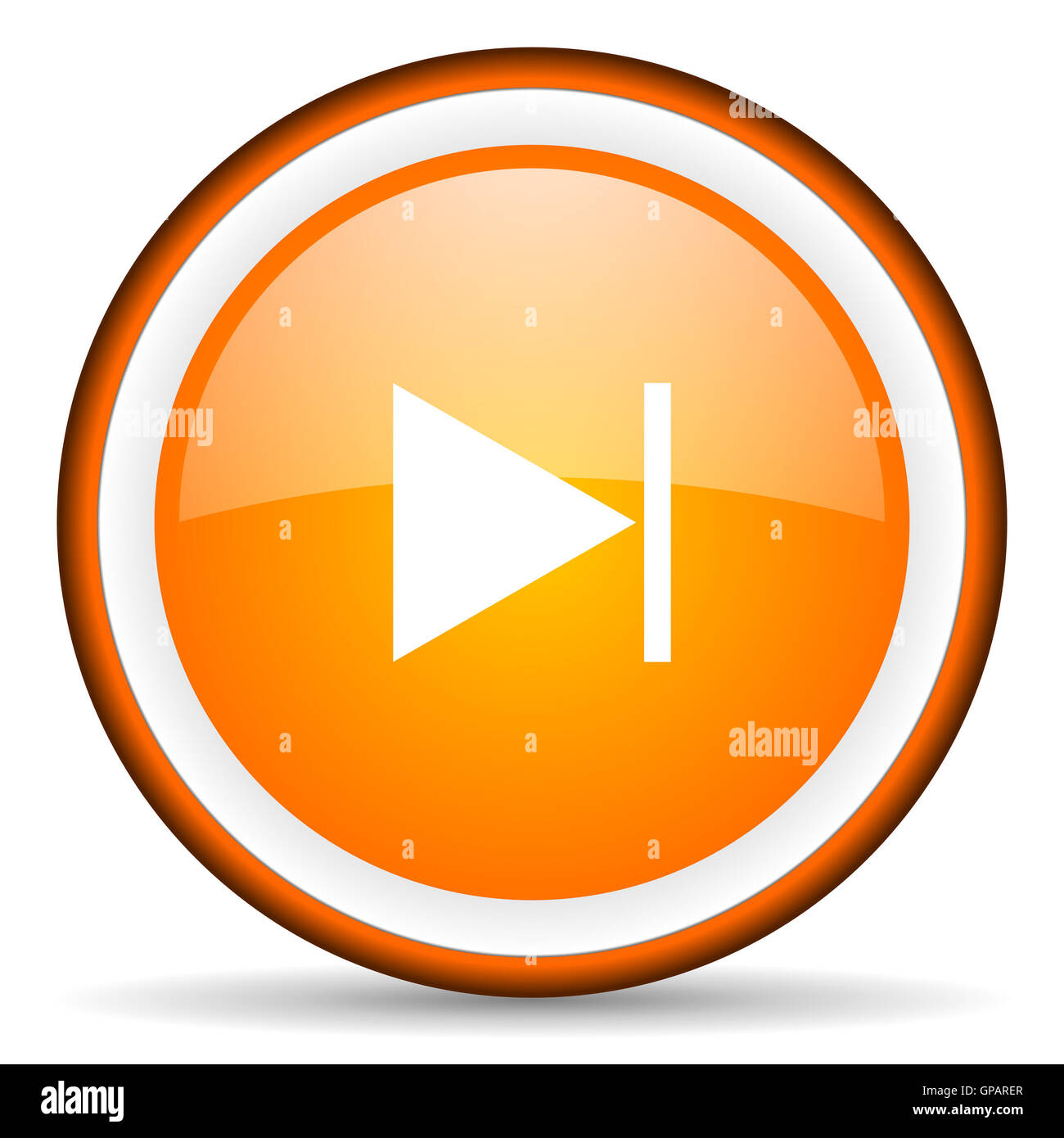next orange glossy circle icon on white background Stock Photo - Alamy