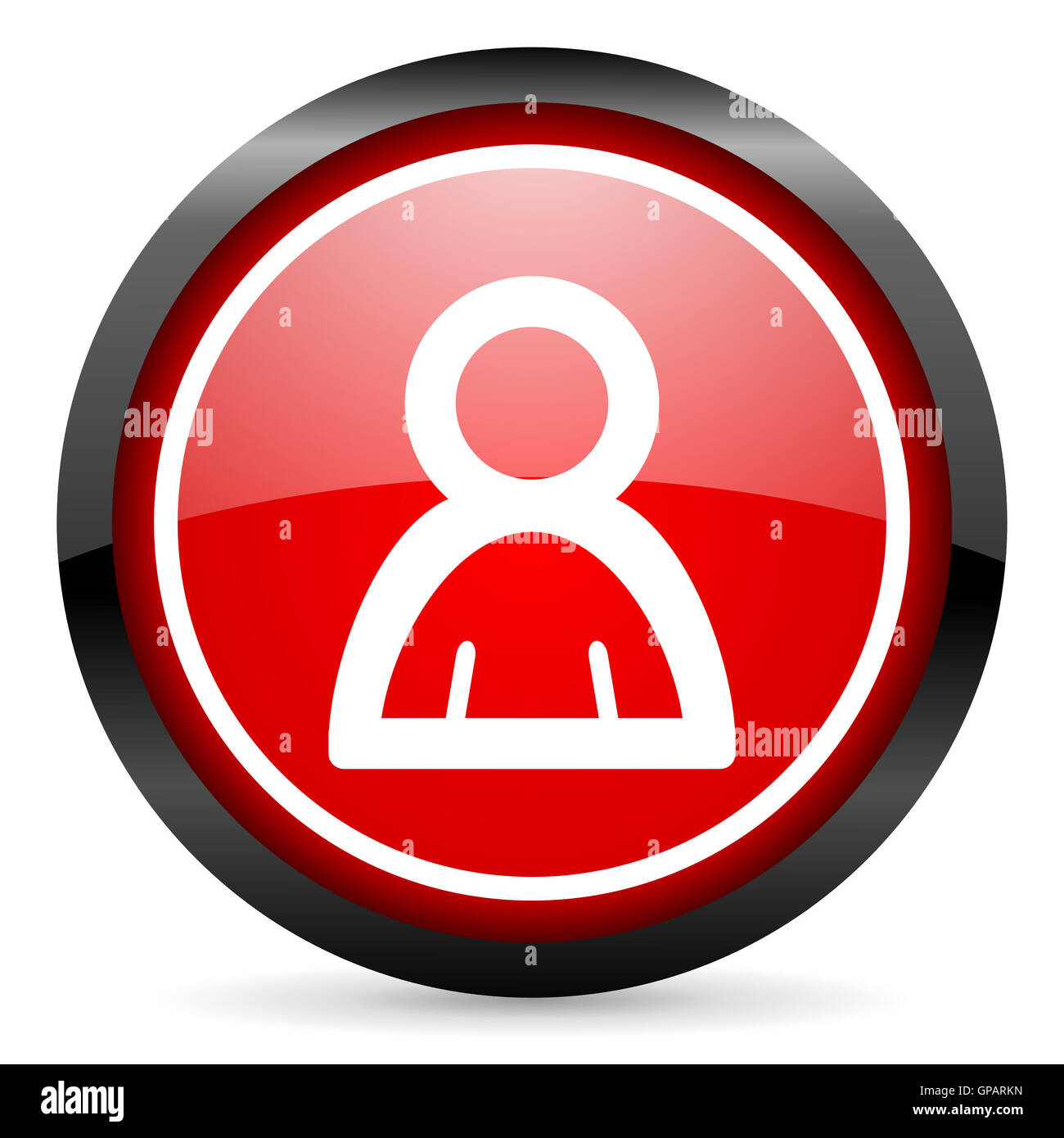 contact round red glossy icon on white background Stock Photo - Alamy