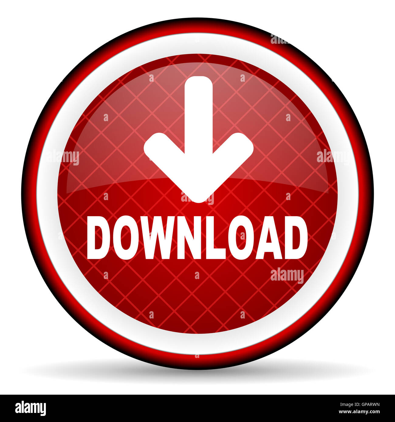 download red glossy icon on white background Stock Photo - Alamy