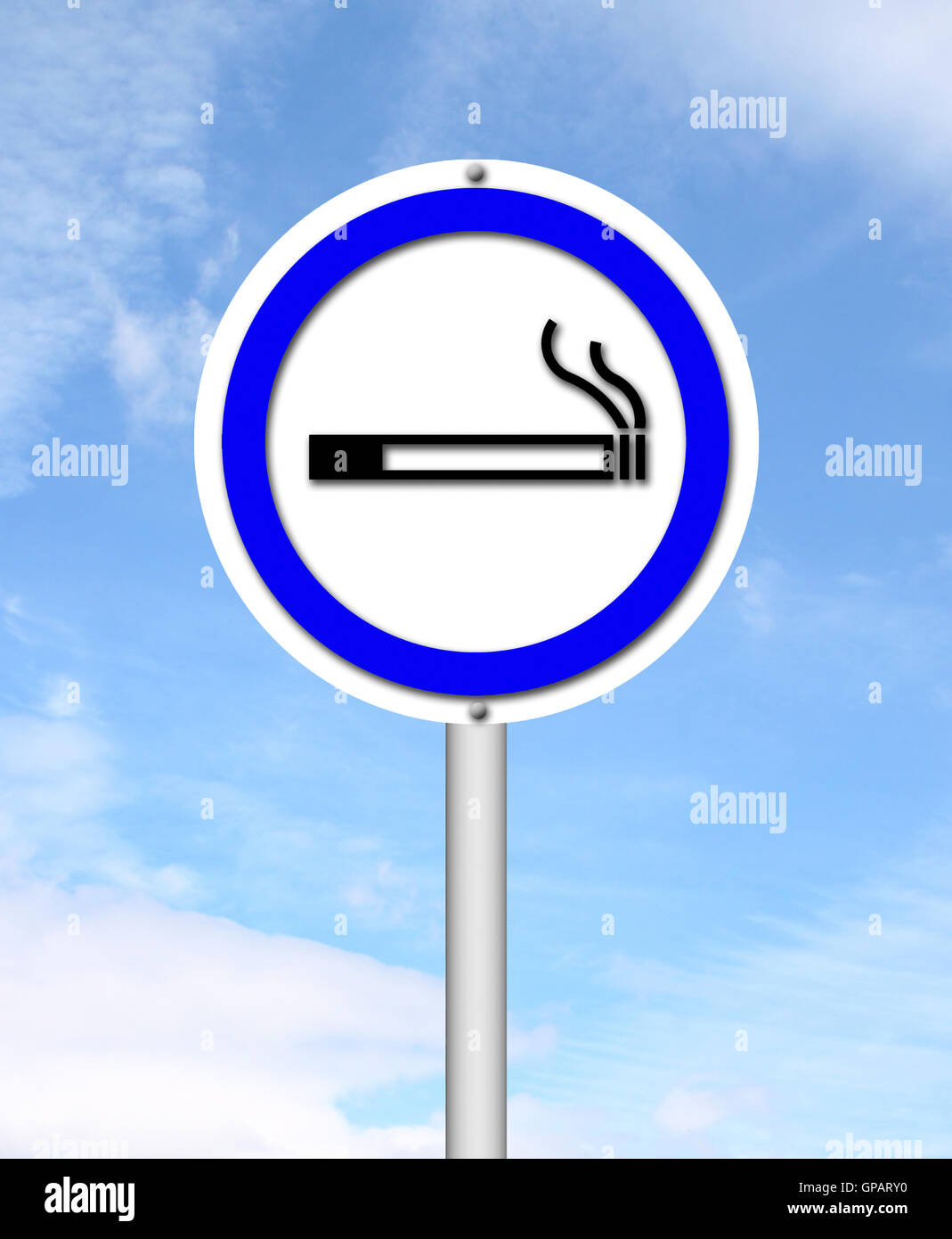 smoking area sign with blue sky Stock Photo - Alamy