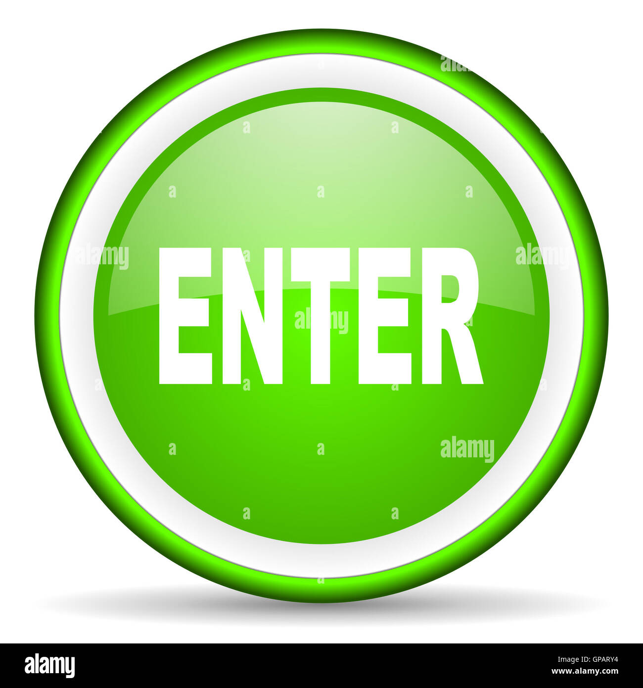 enter green glossy icon on white background Stock Photo - Alamy