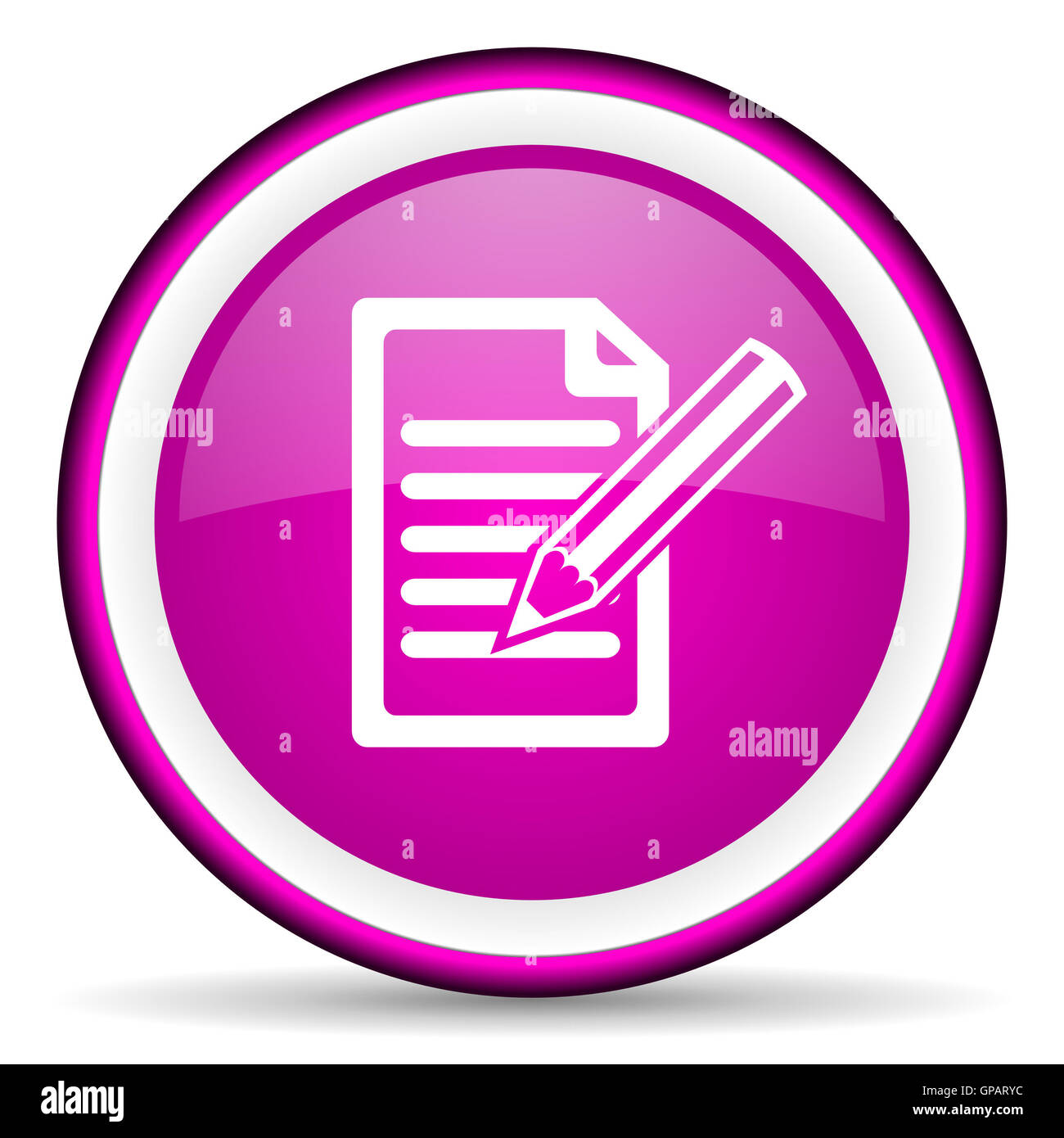 notes violet glossy icon on white background Stock Photo - Alamy