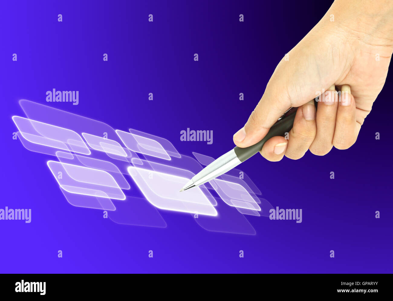 a pen pointer on a touch screen interface Stock Photo - Alamy