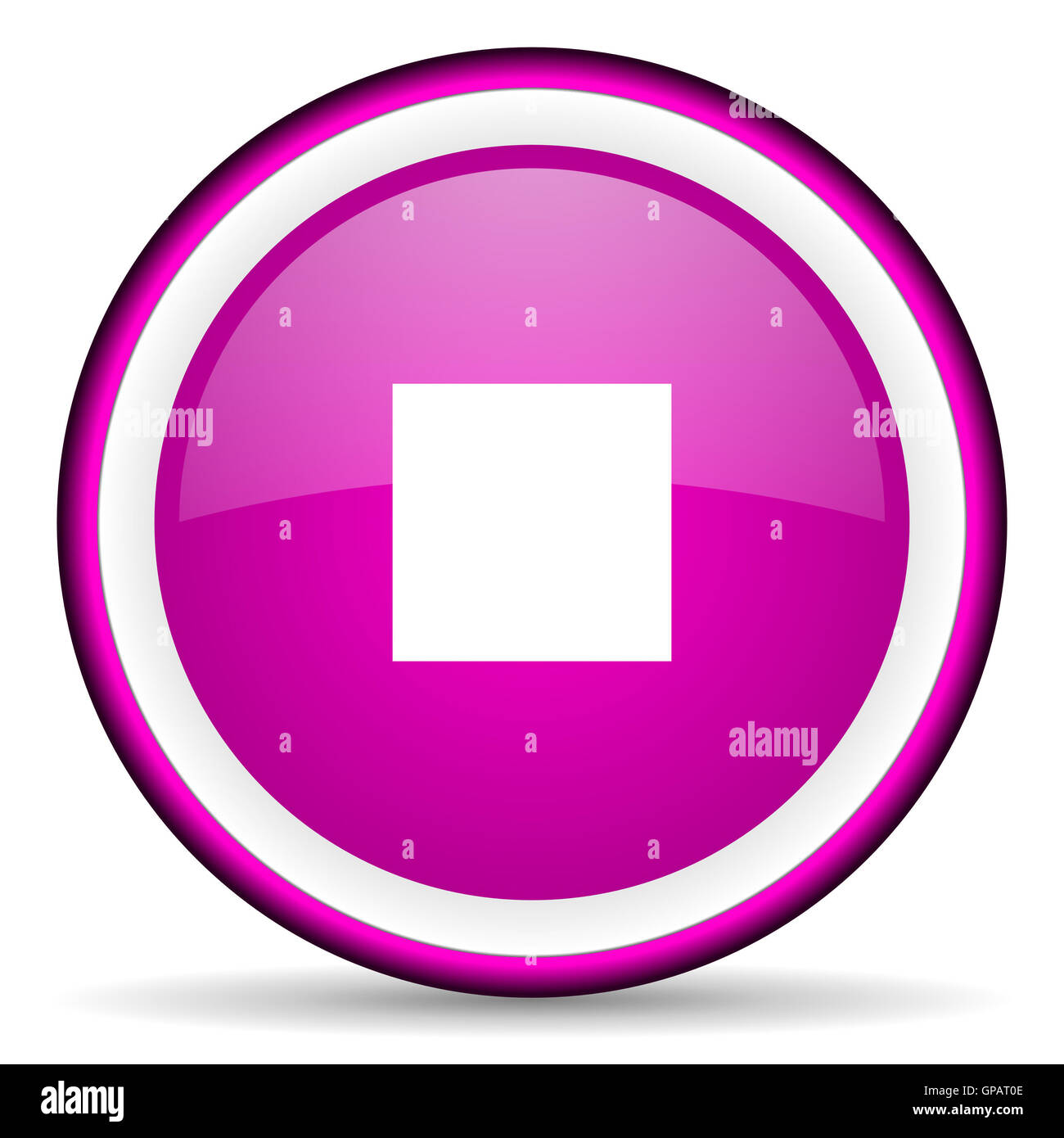 stop violet glossy icon on white background Stock Photo - Alamy