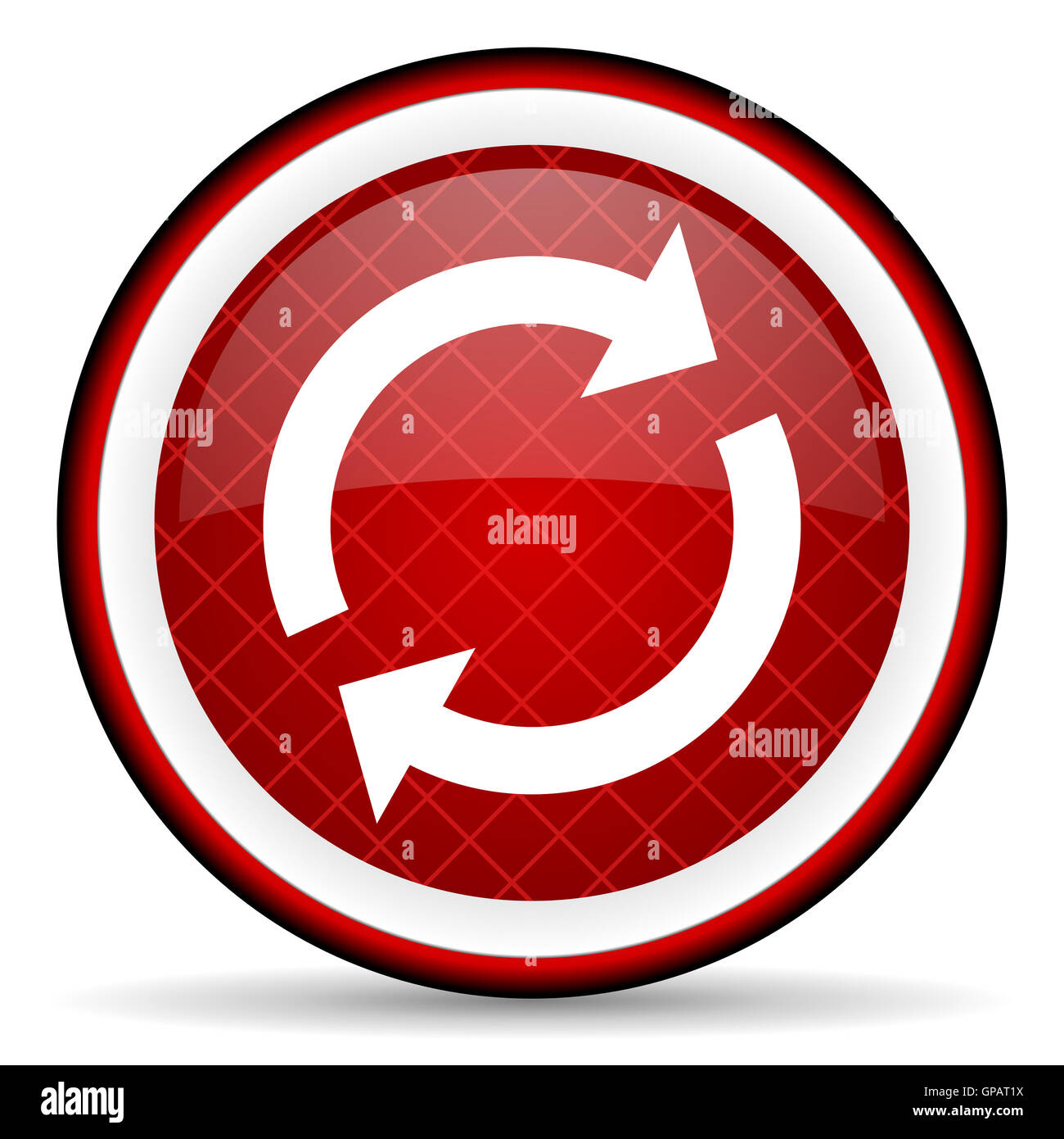reload red glossy icon on white background Stock Photo - Alamy
