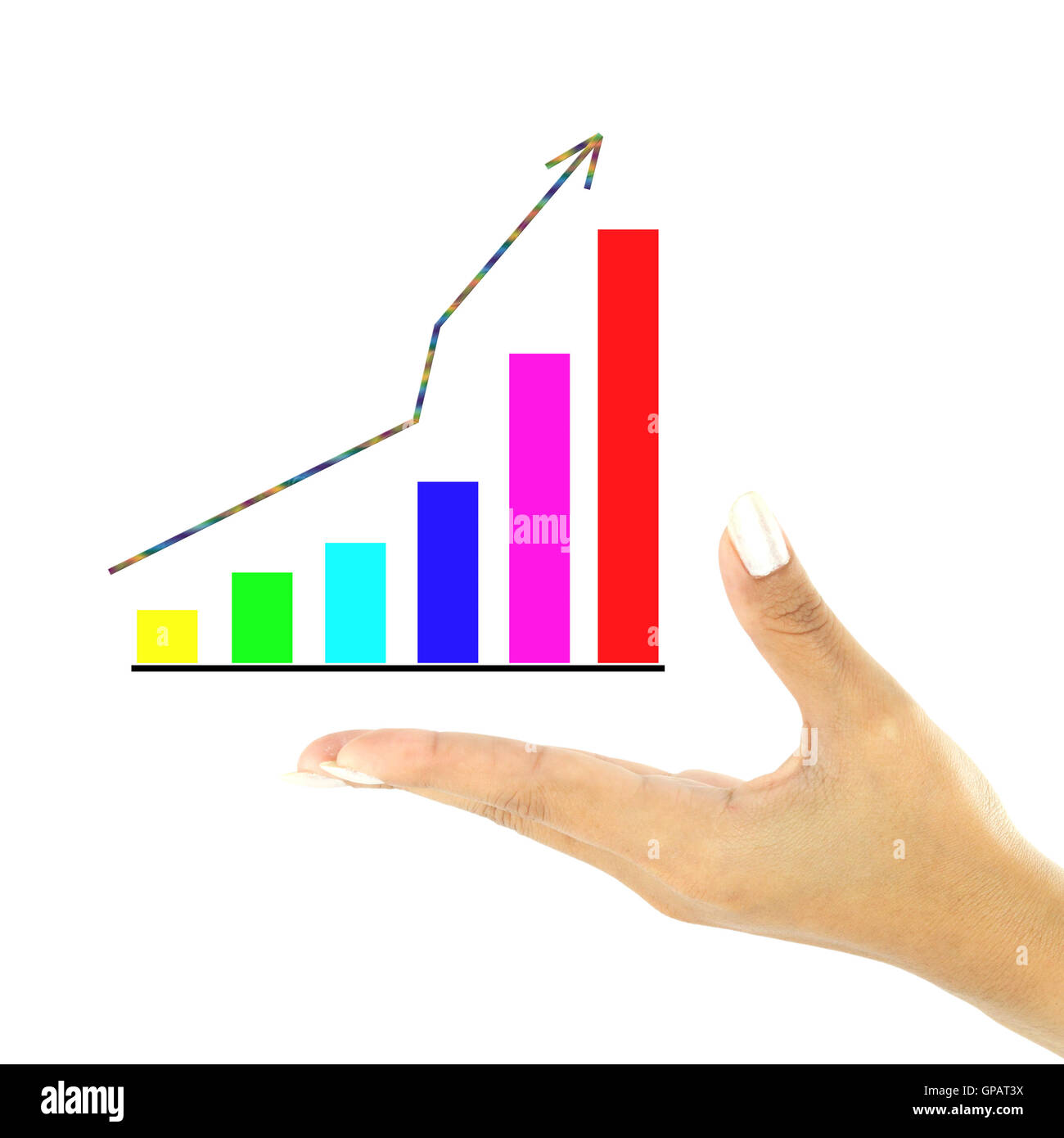Hand showing graph isolated on white Stock Photo - Alamy