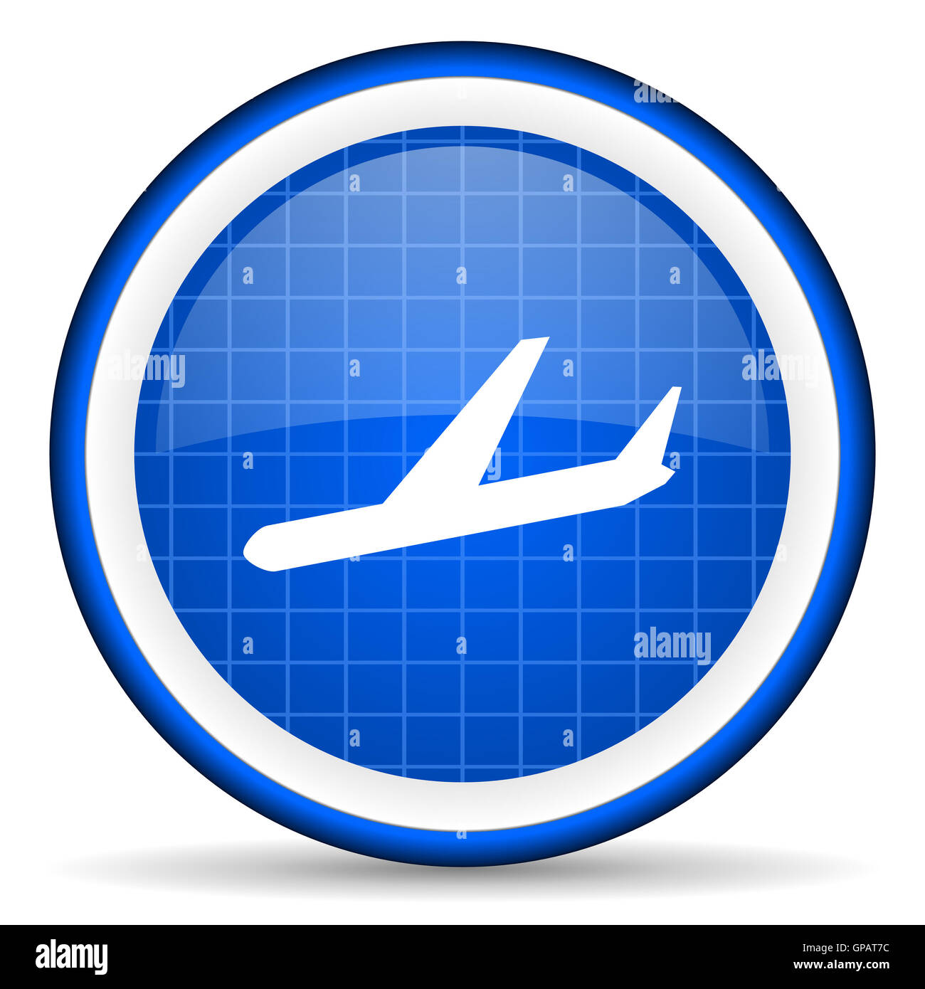 airplane blue glossy icon on white background Stock Photo - Alamy