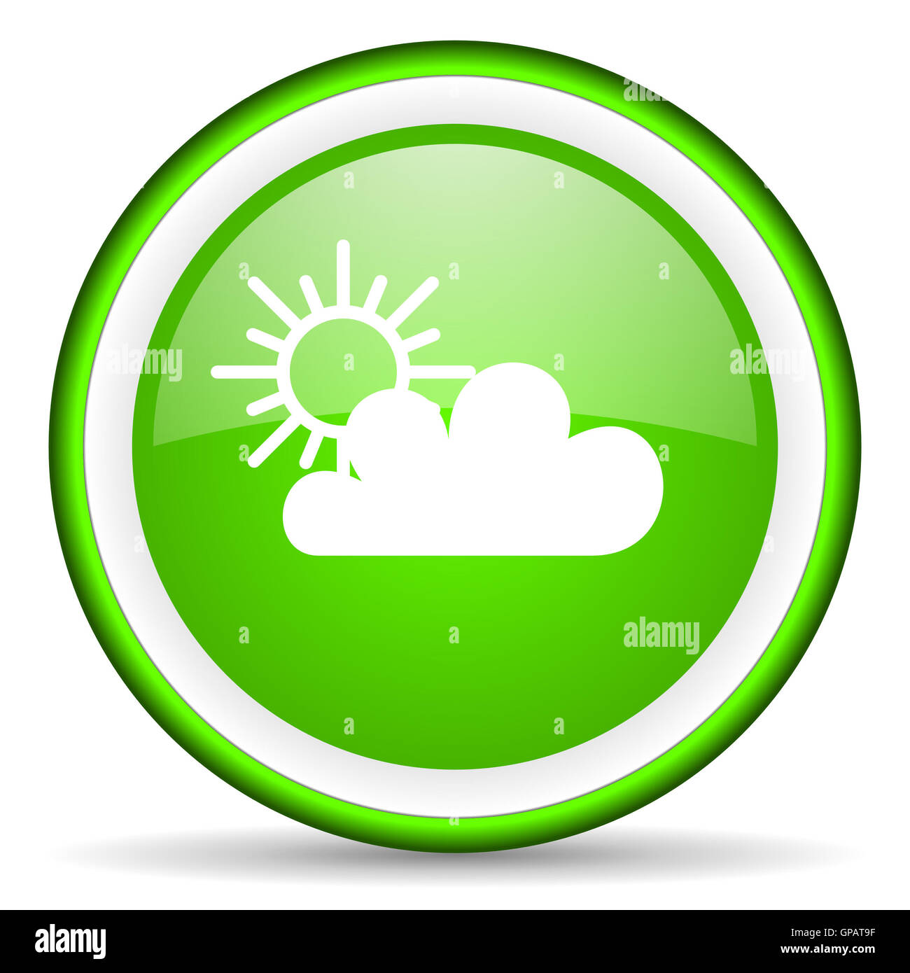 weather green glossy icon on white background Stock Photo - Alamy