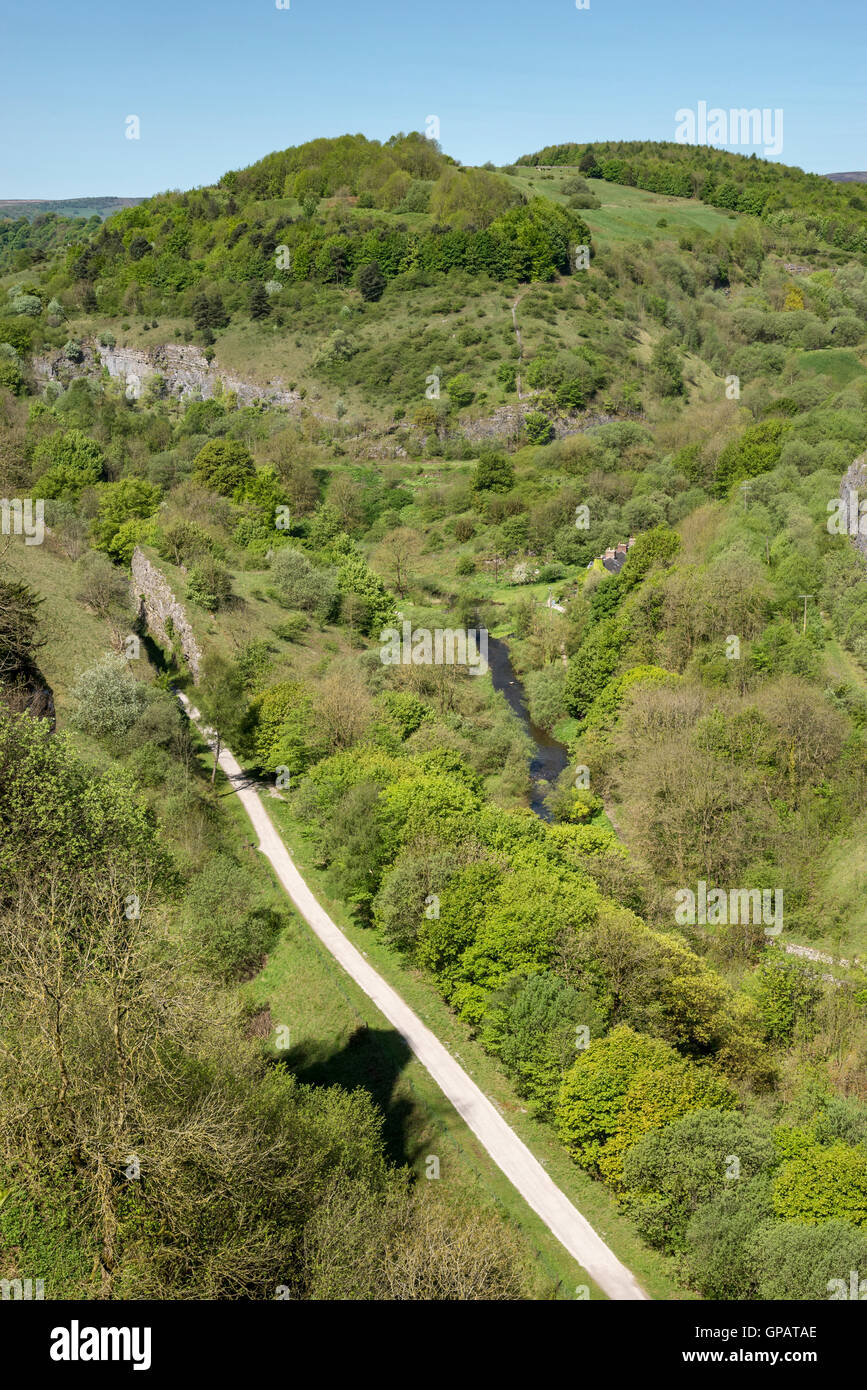 The Monsal trail through Chee Dale near Buxton in the Peak District ...