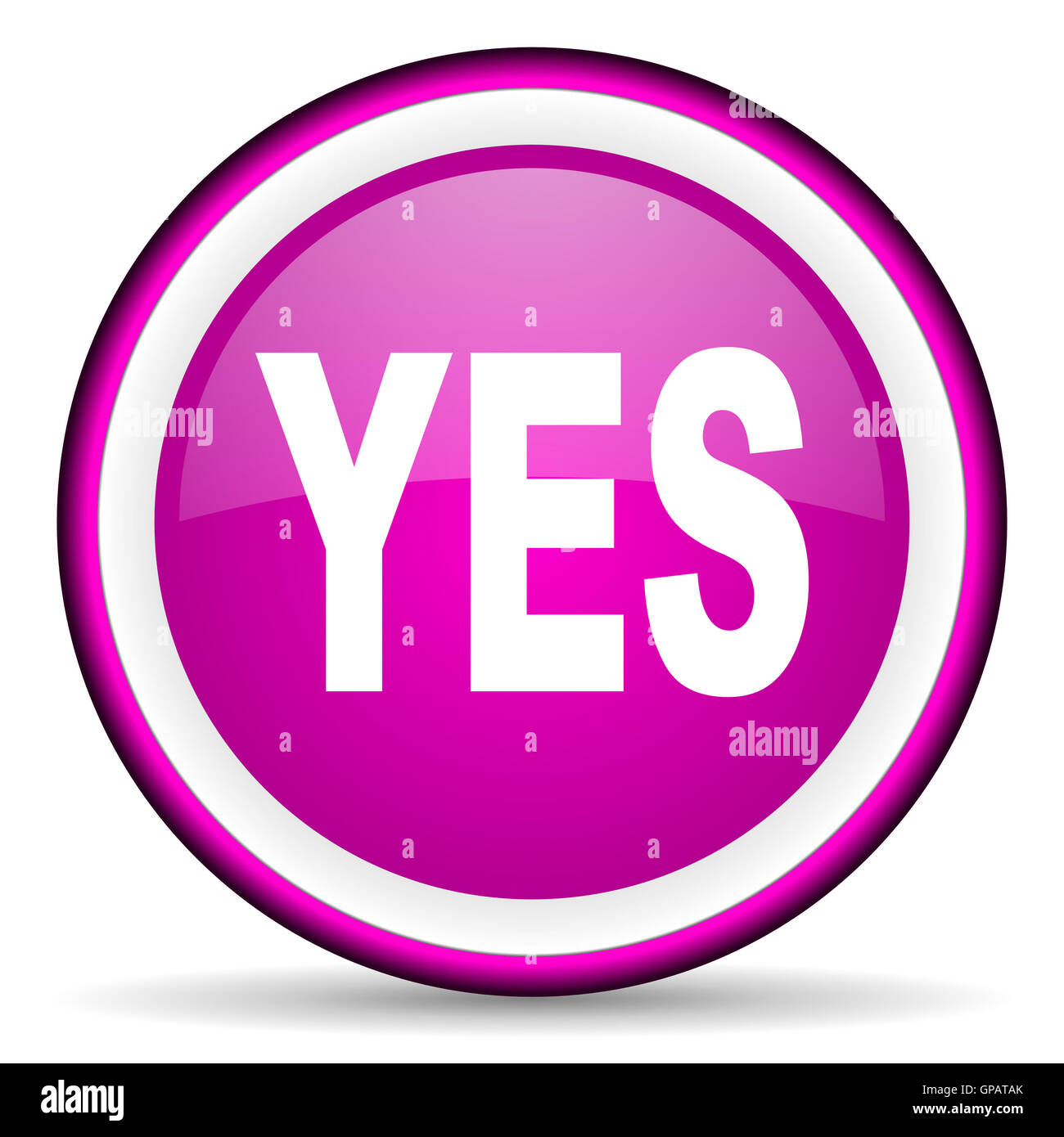 yes violet glossy icon on white background Stock Photo - Alamy