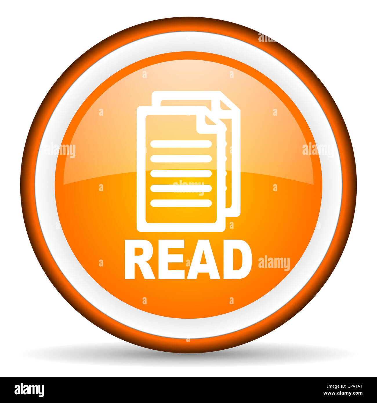 read orange glossy circle icon on white background Stock Photo - Alamy