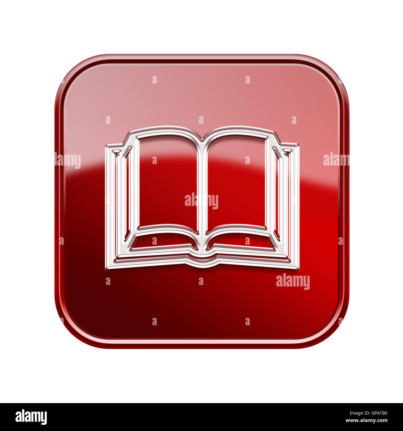 book icon glossy red, isolated on white background Stock Photo - Alamy