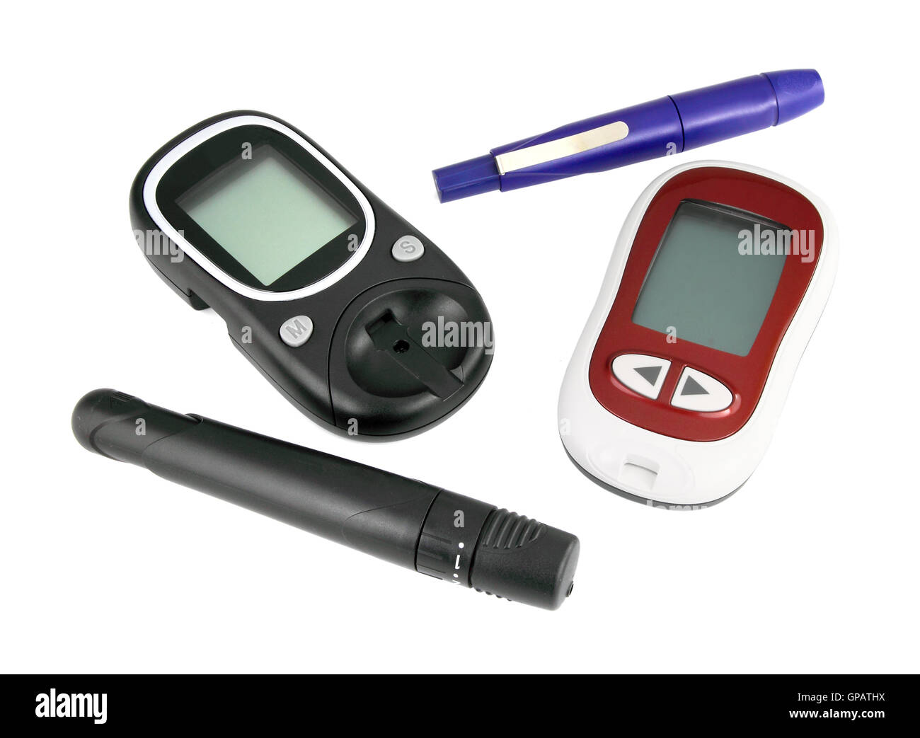 two glucometer isolated on pure white background Stock Photo - Alamy