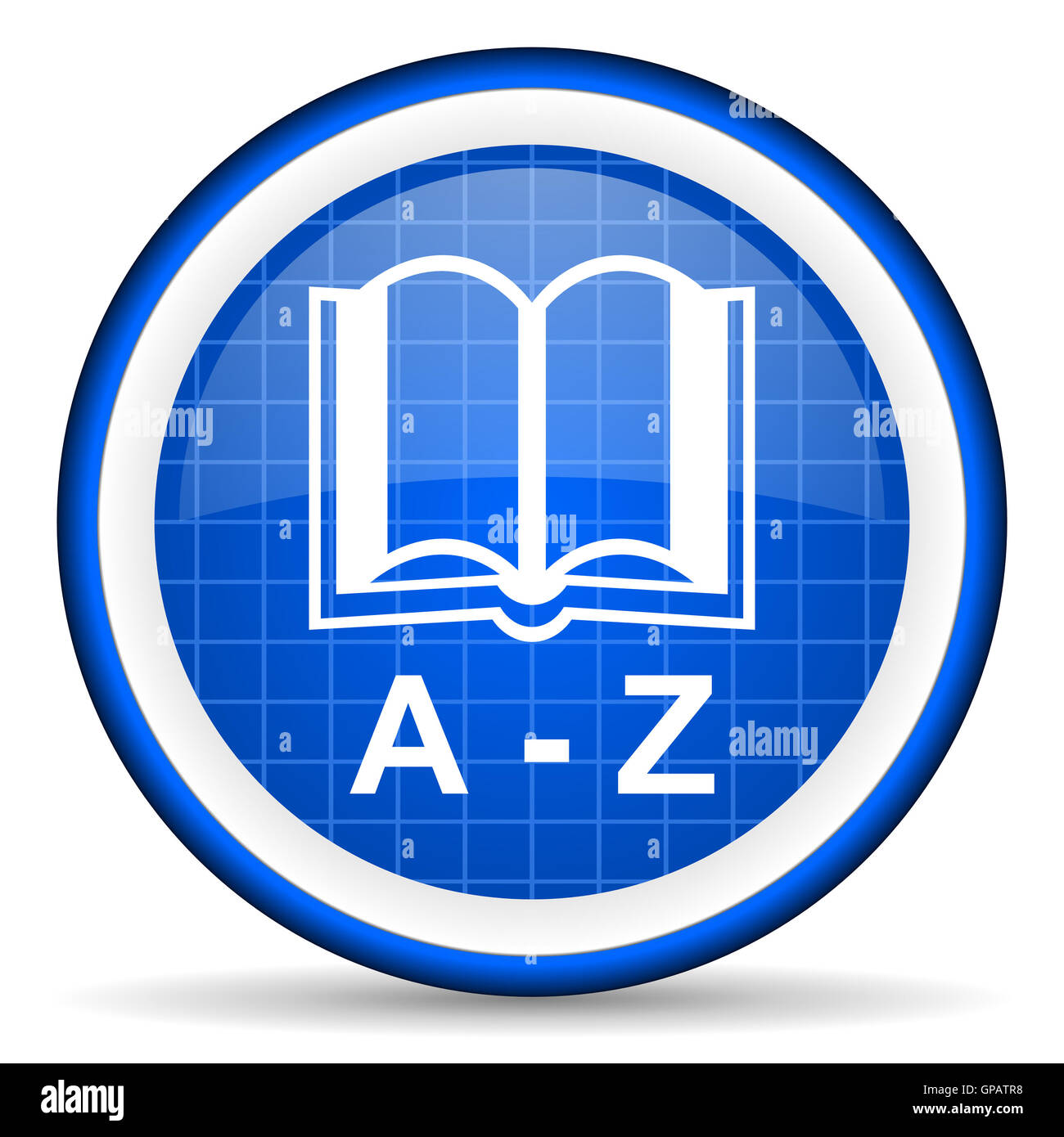 dictionary blue glossy icon on white background Stock Photo - Alamy