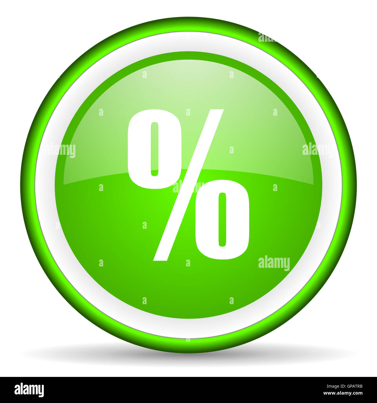 percent green glossy icon on white background Stock Photo - Alamy