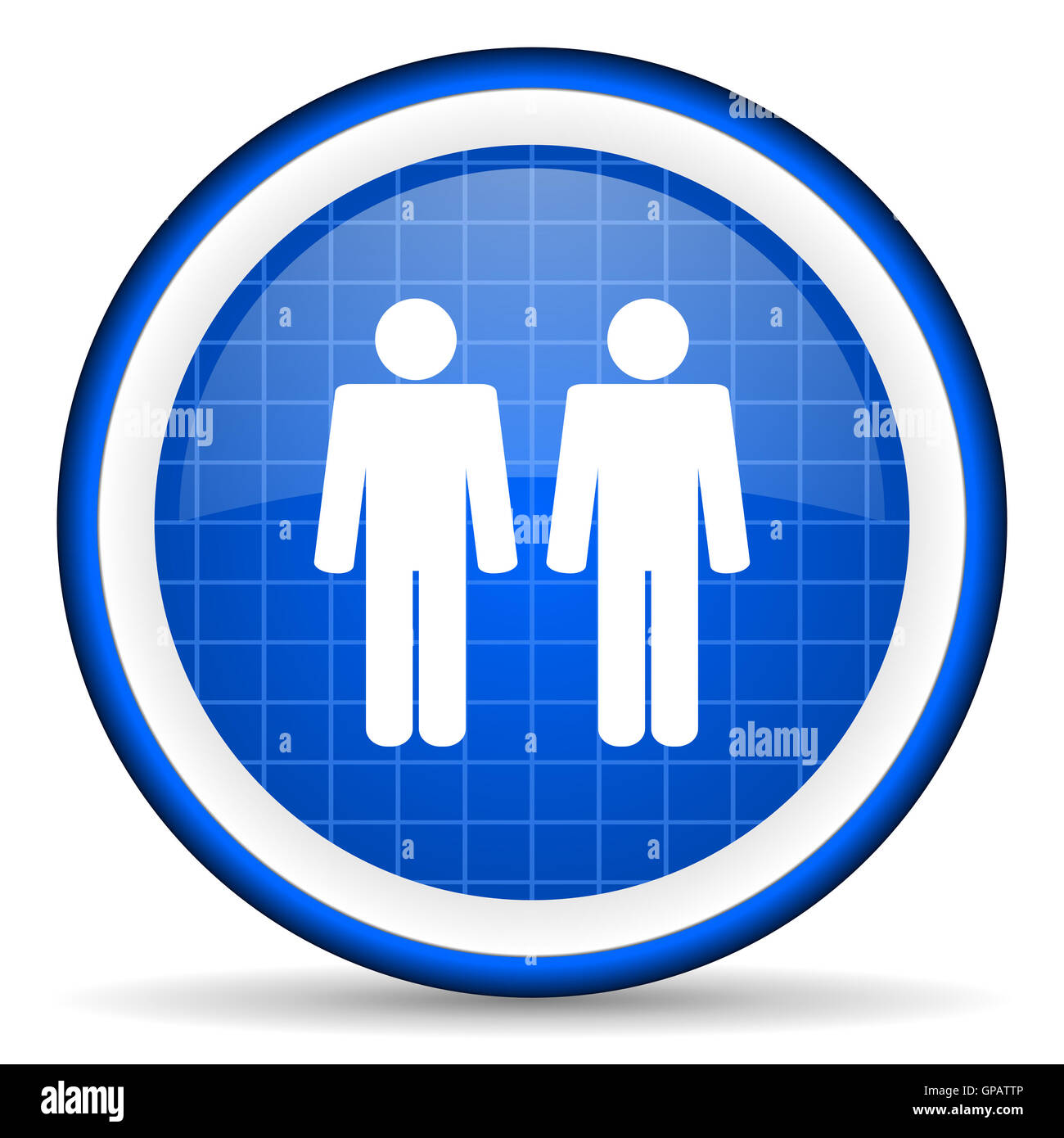couple blue glossy icon on white background Stock Photo - Alamy