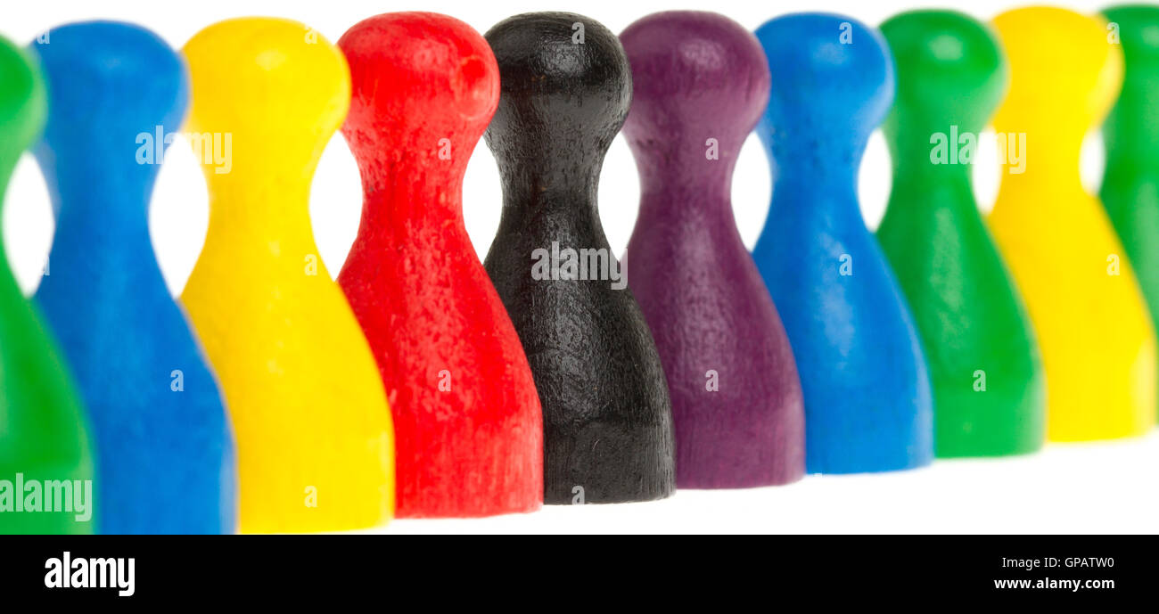 Colorful row of pawns Stock Photo - Alamy