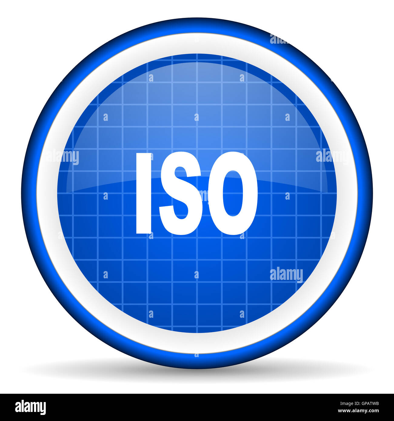 iso blue glossy icon on white background Stock Photo - Alamy