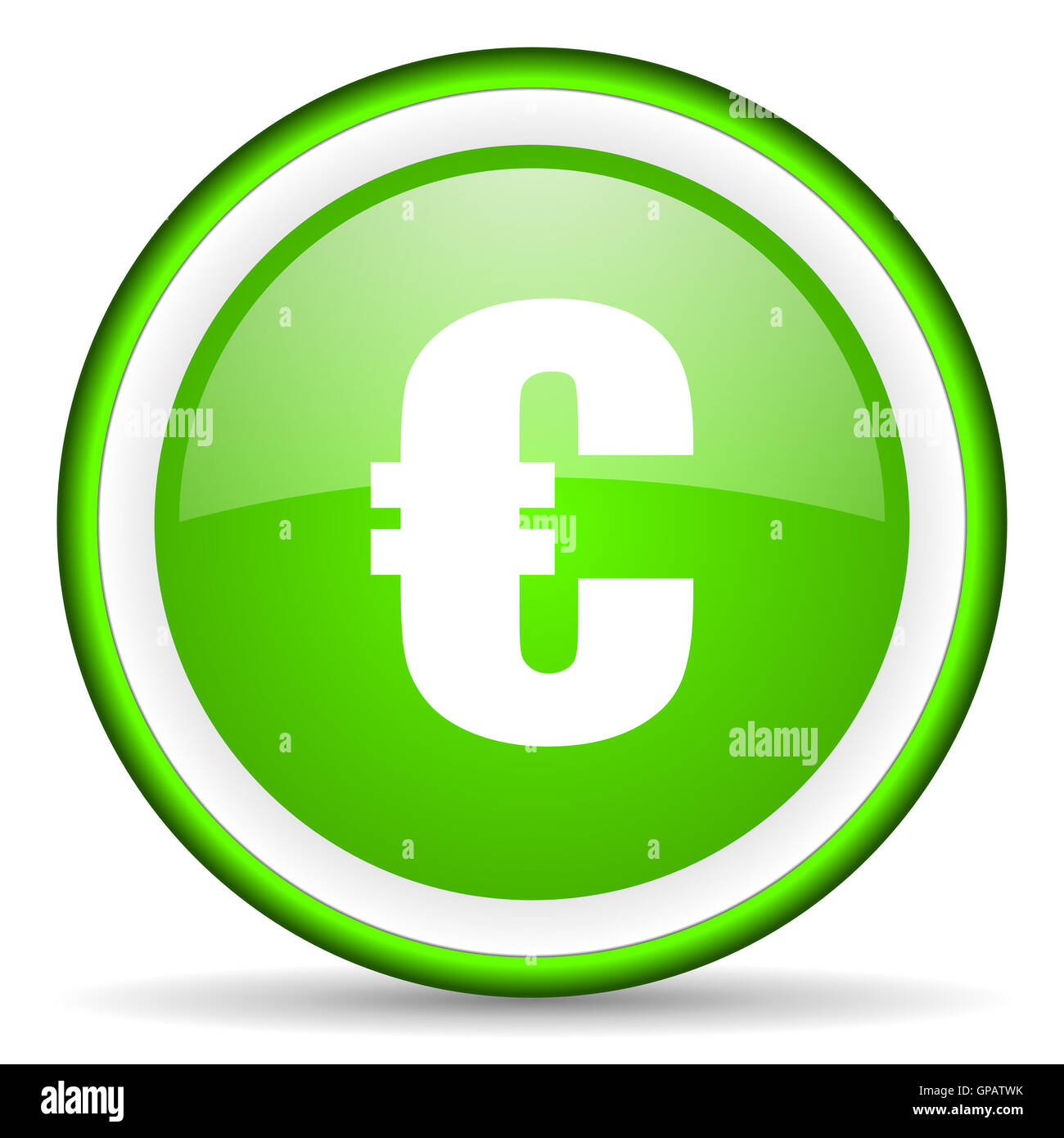 euro green glossy icon on white background Stock Photo - Alamy