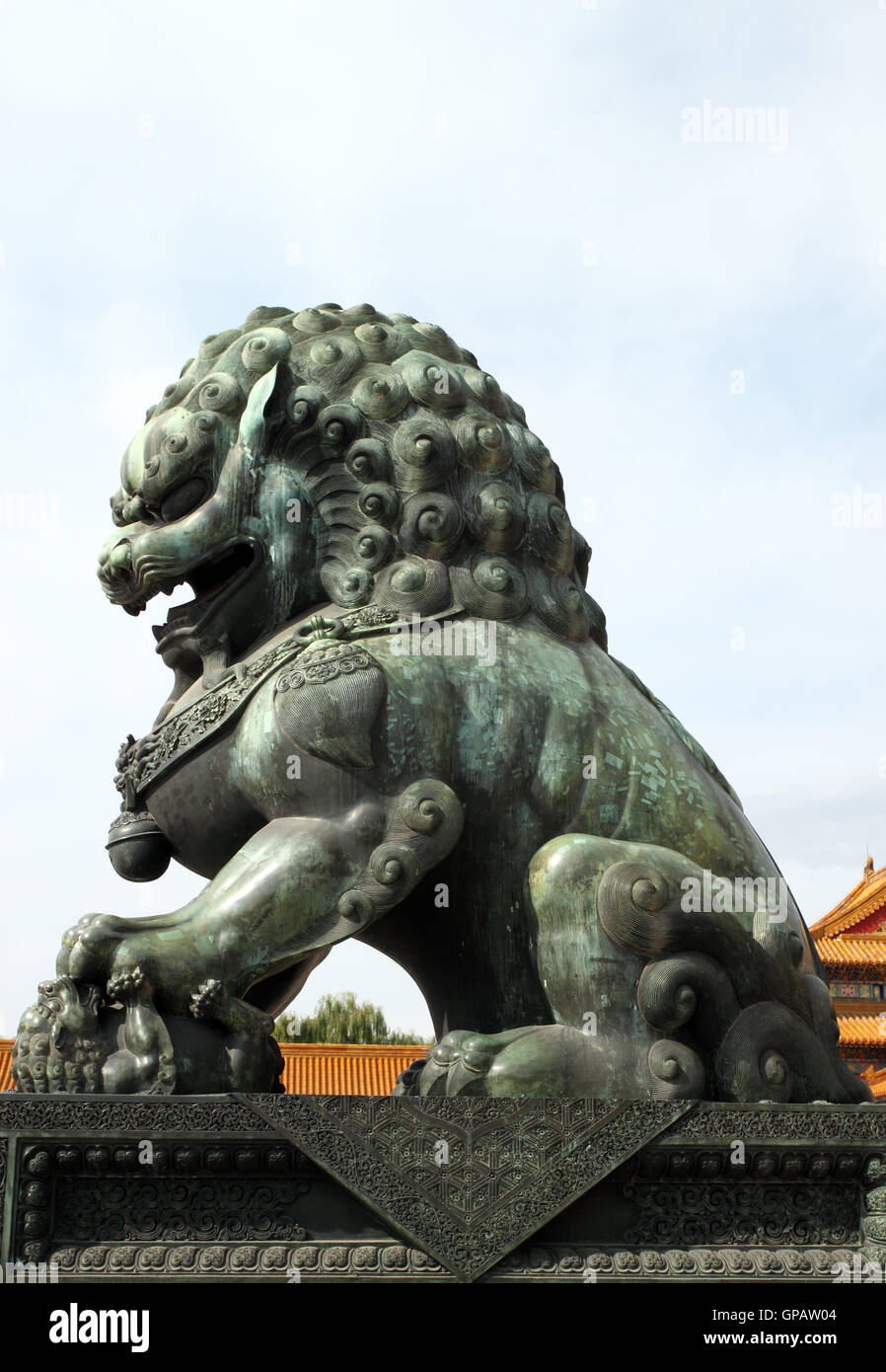 lion at entrance of The Forbidden City in Beijing, China Stock Photo ...