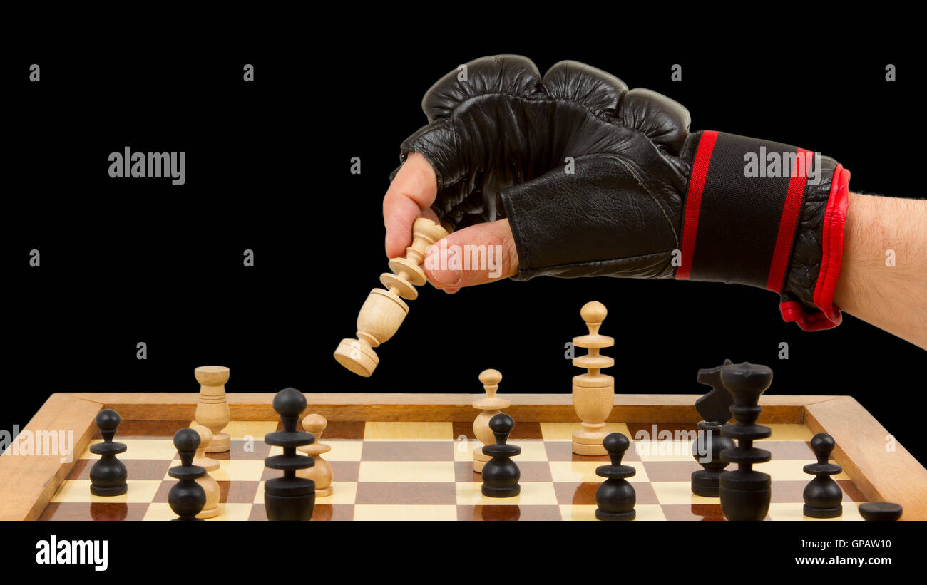 Playing chess in freefight gloves, isolated Stock Photo - Alamy