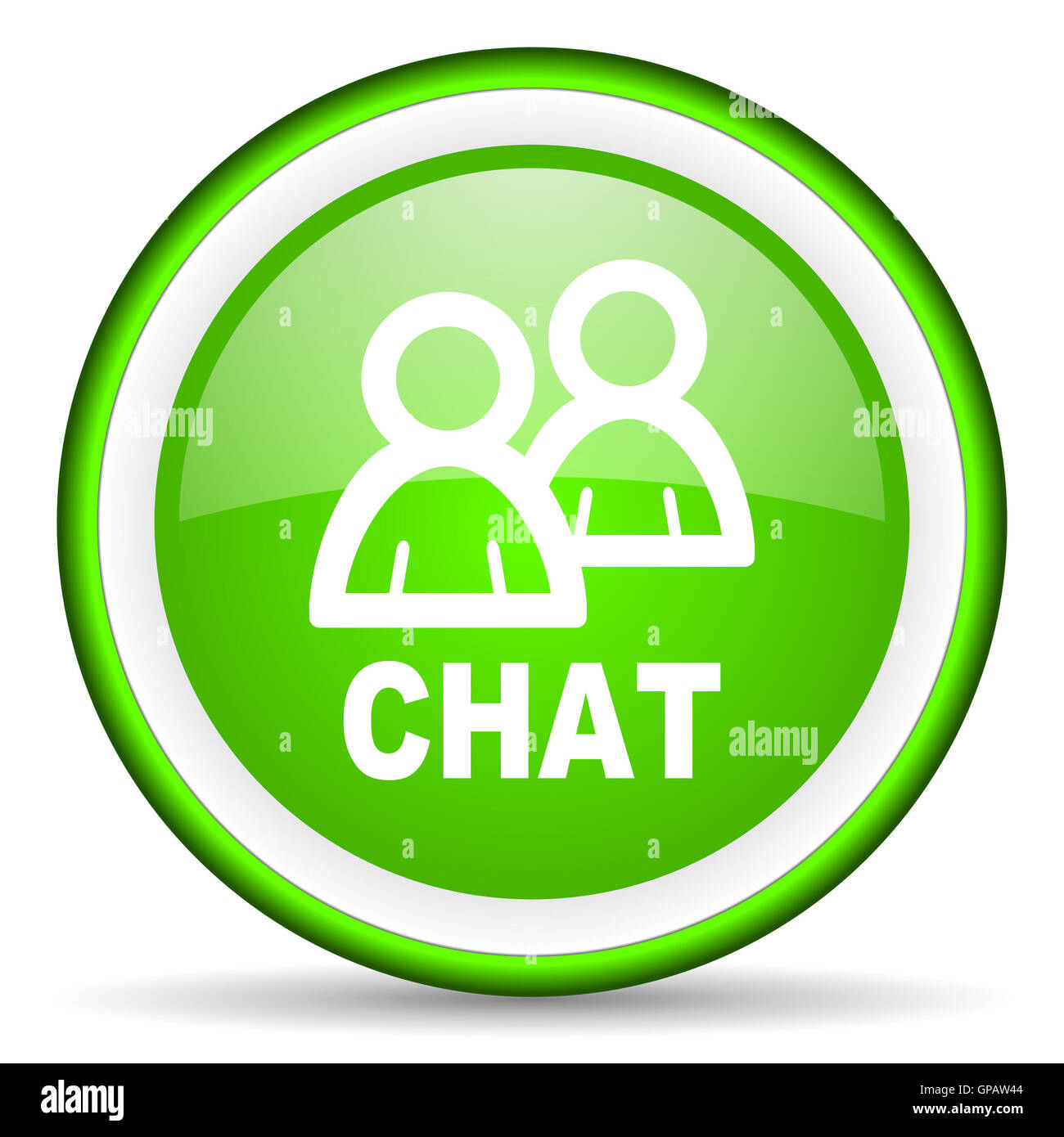 chat green glossy icon on white background Stock Photo - Alamy