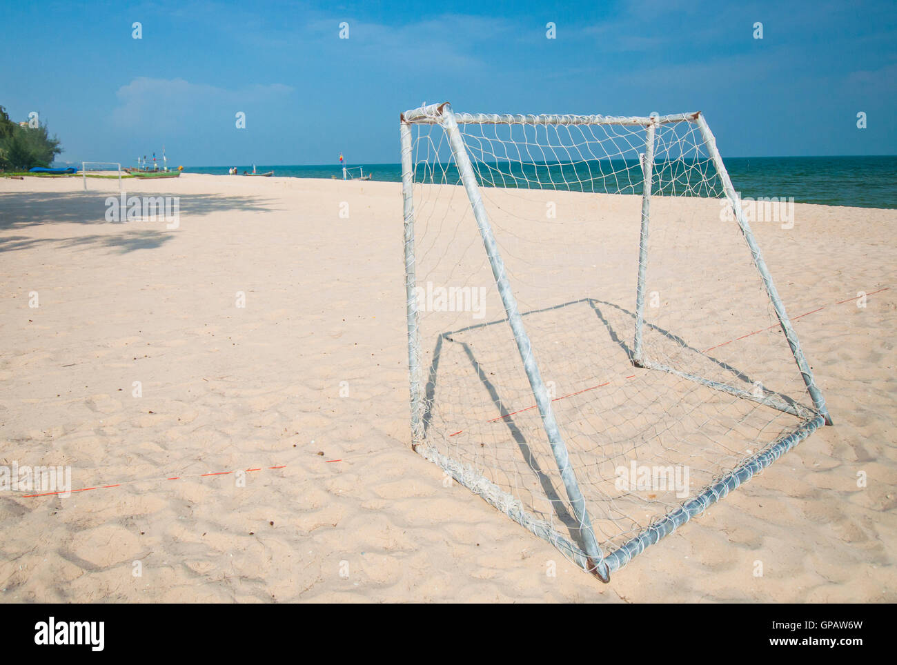 Soccer Goal on Beach Stock Photo - Alamy