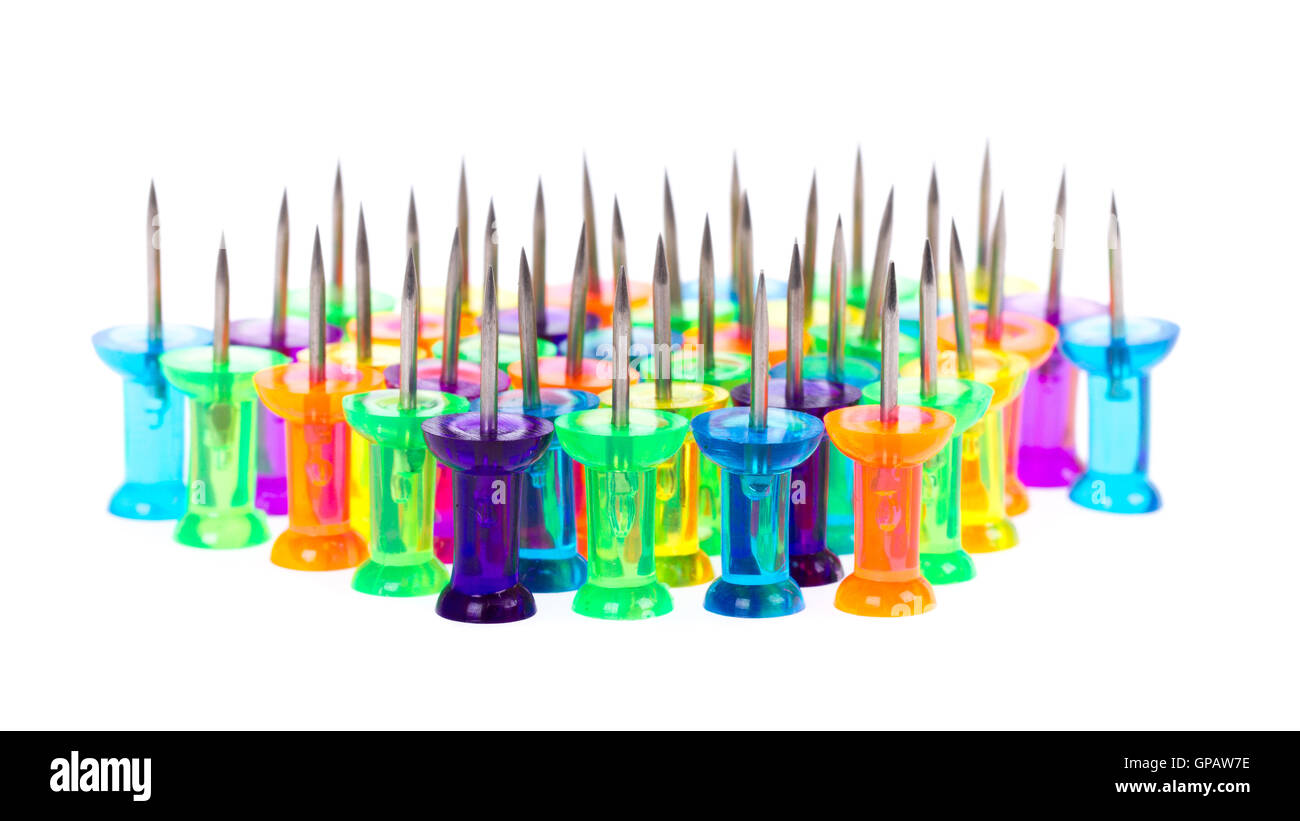Set of colorful push pins Stock Photo - Alamy