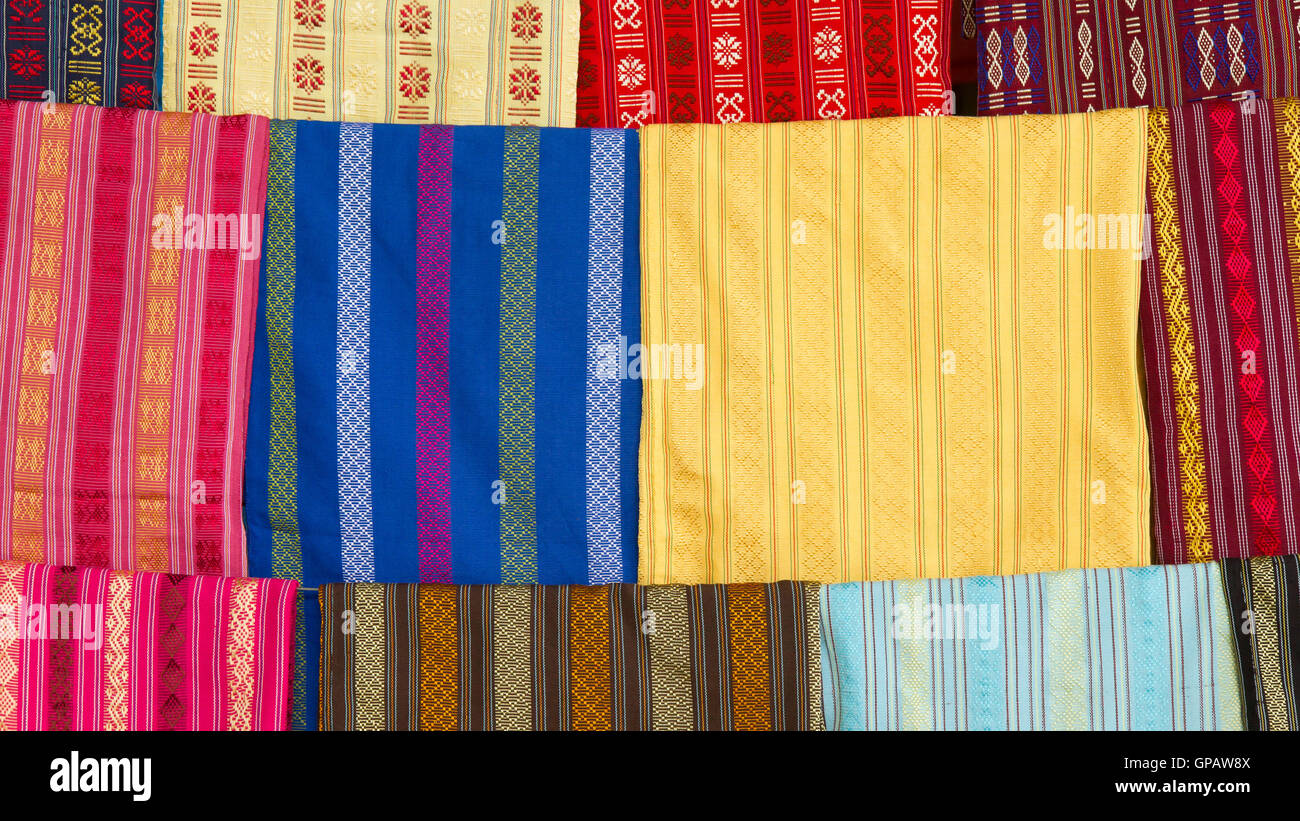 Silk scarfs on display in a silk factory Stock Photo - Alamy