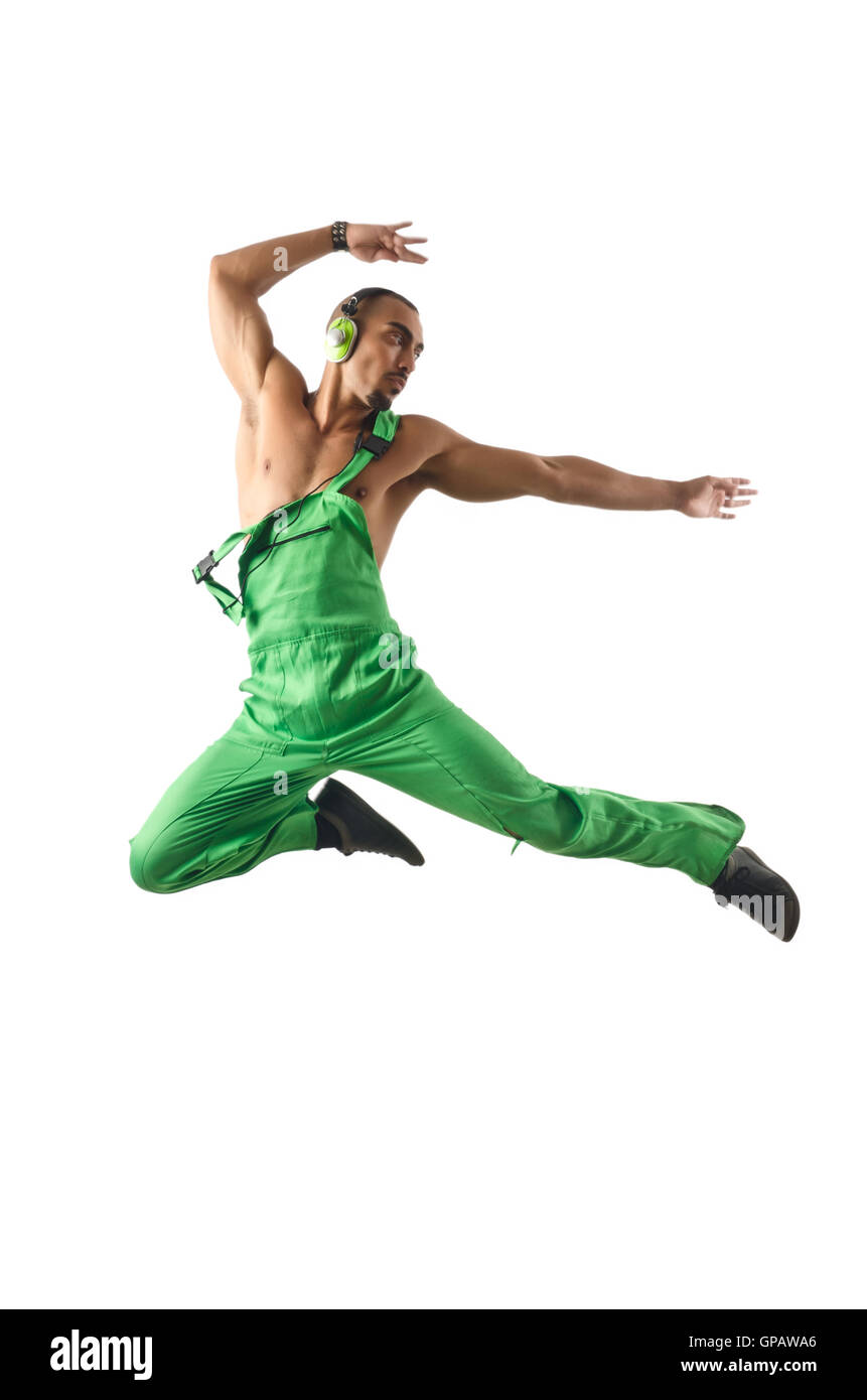 Construction worker jumping and dancing Stock Photo - Alamy