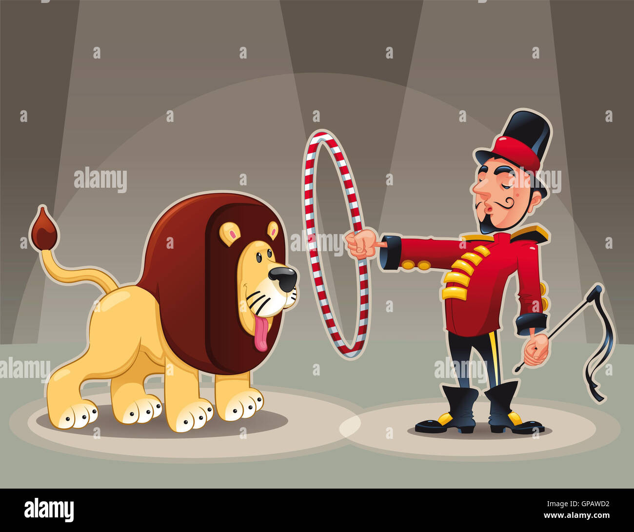 Lion Tamer with lion Stock Photo - Alamy