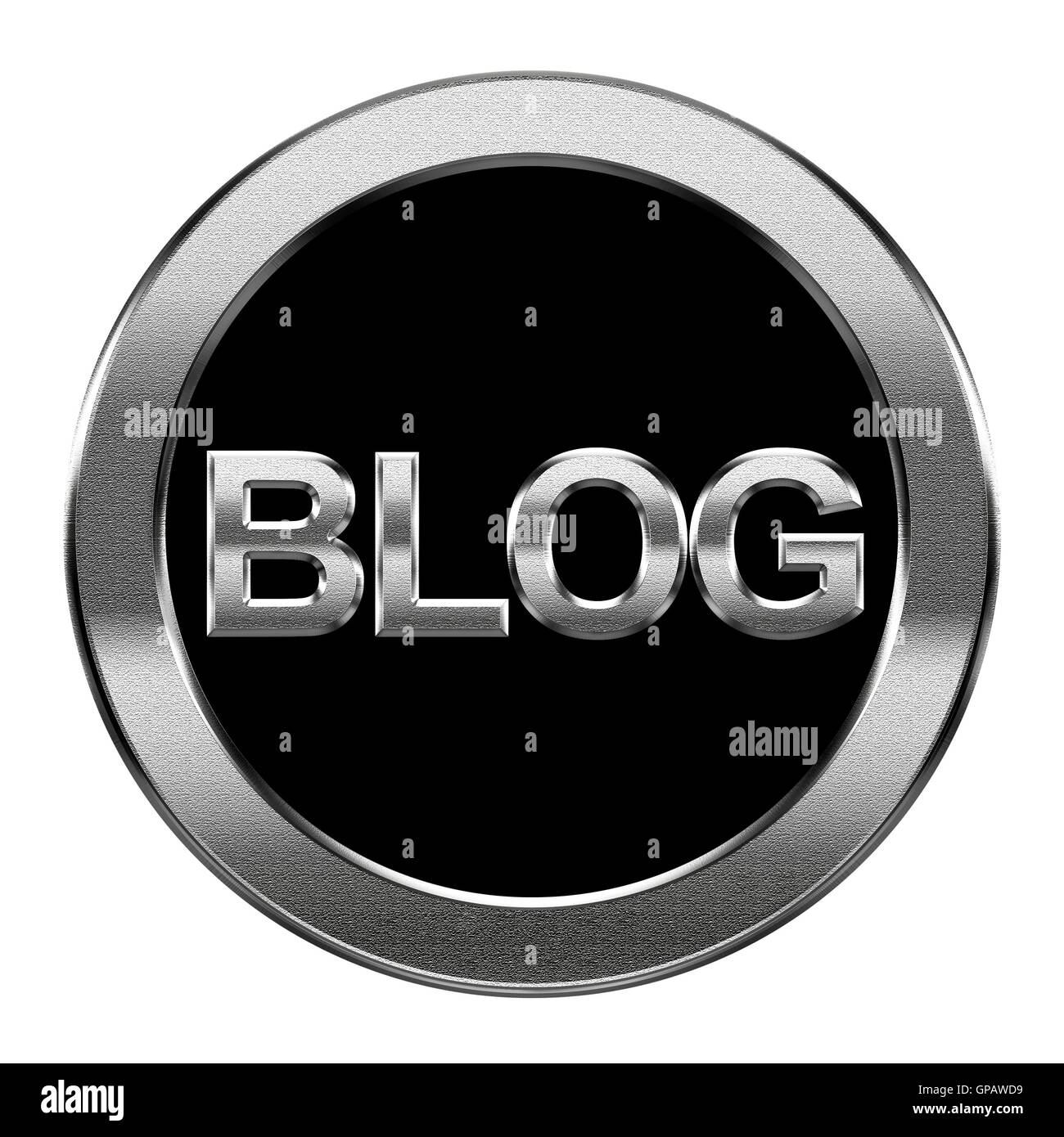 Blog icon silver, isolated on white background Stock Photo - Alamy