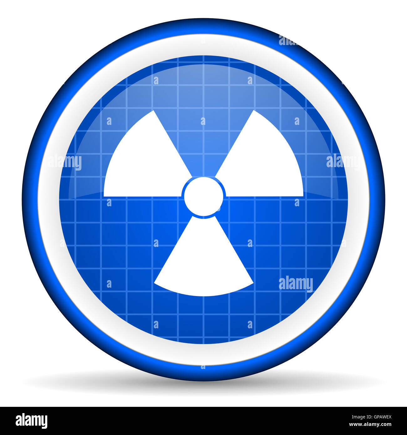 radiation blue glossy icon on white background Stock Photo - Alamy