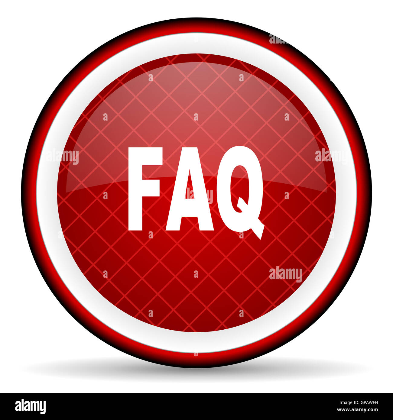 faq red glossy icon on white background Stock Photo - Alamy