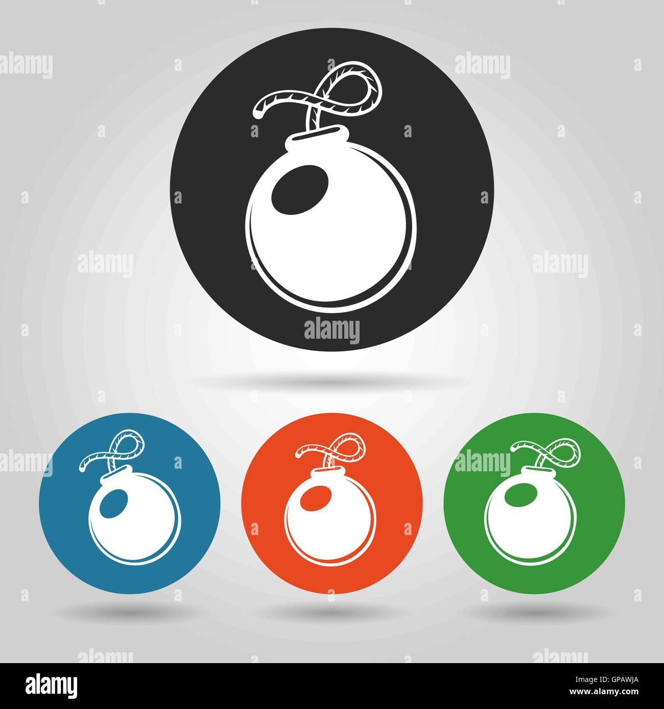 Bomb sign set. Bomb Icon in Flat style on various backgrounds. Vector ...