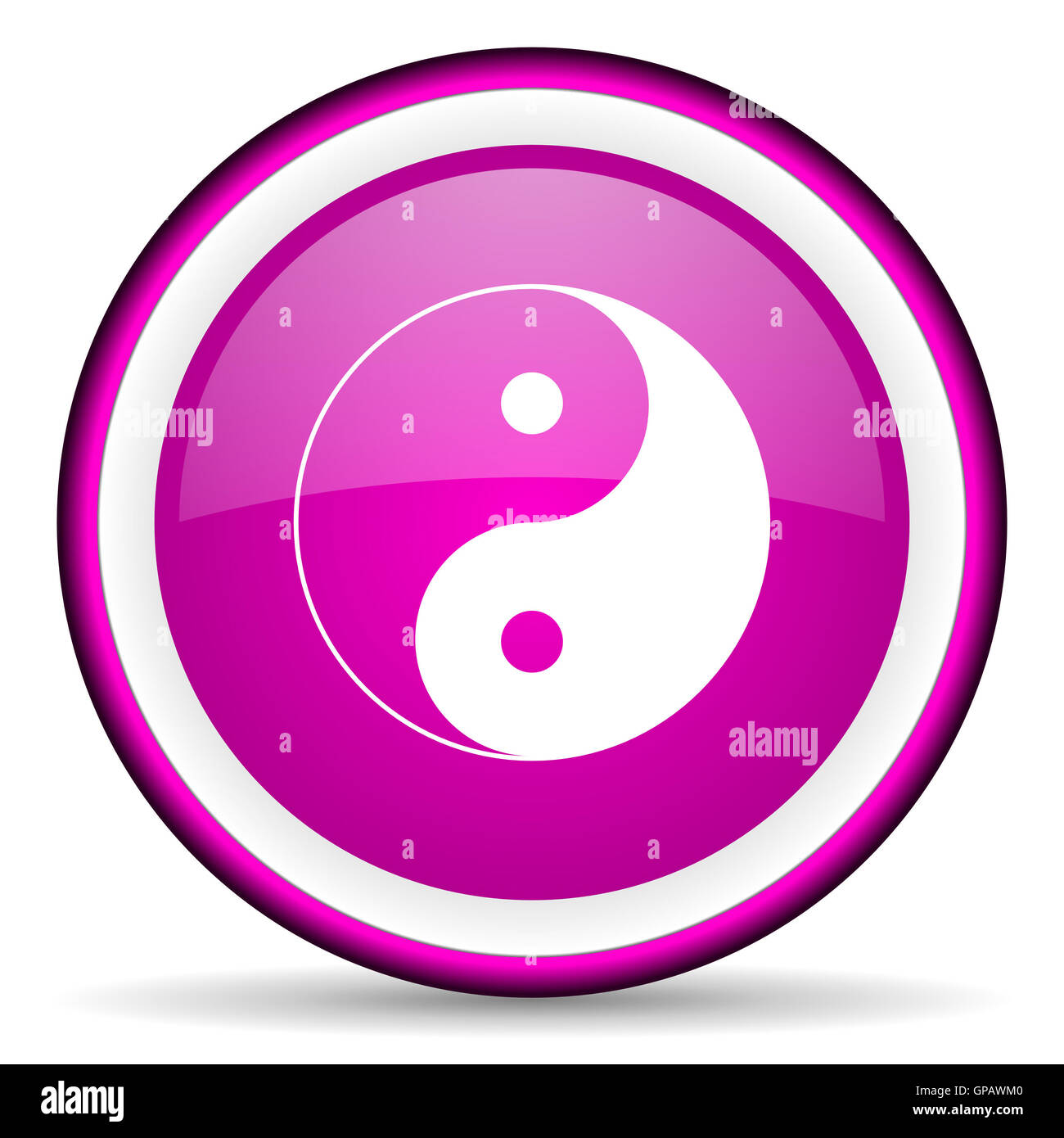 ying yang violet glossy icon on white background Stock Photo - Alamy