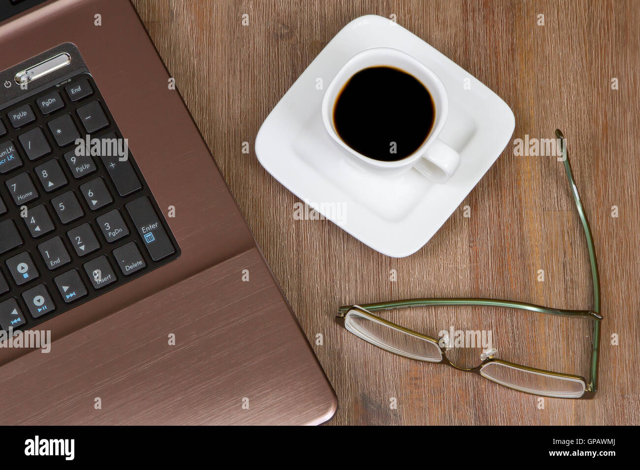 Espresso coffee with laptop Stock Photo - Alamy