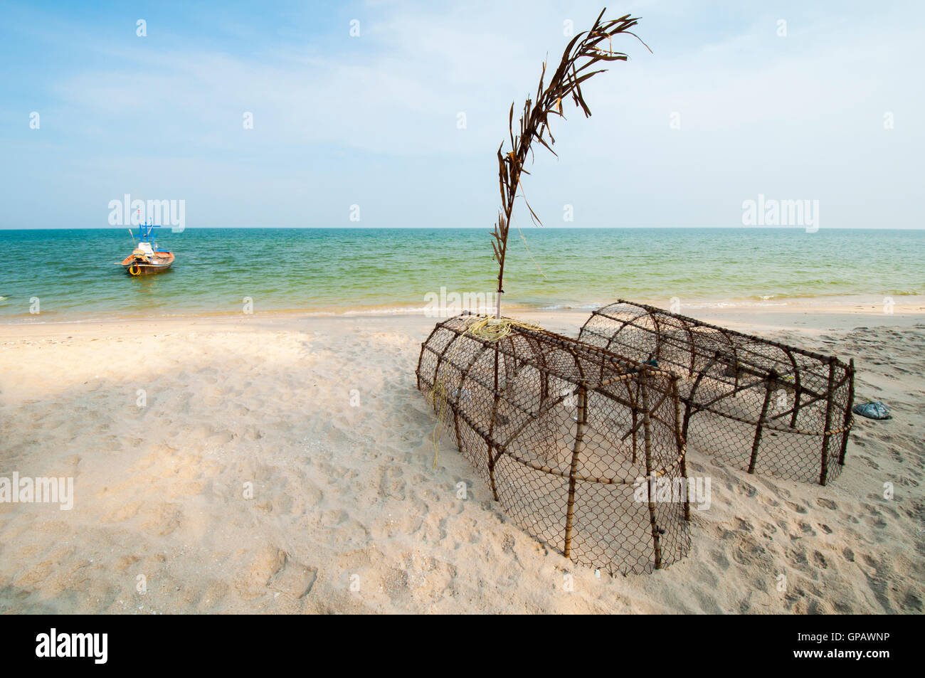 fish traps on the beach Stock Photo - Alamy