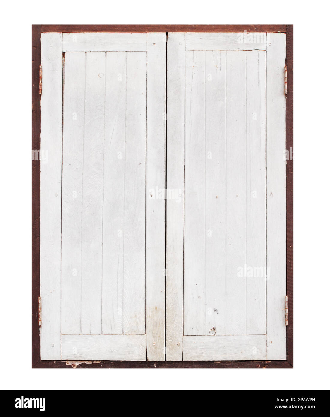 White window frame and blue shutter Cut Out Stock Images & Pictures - Alamy