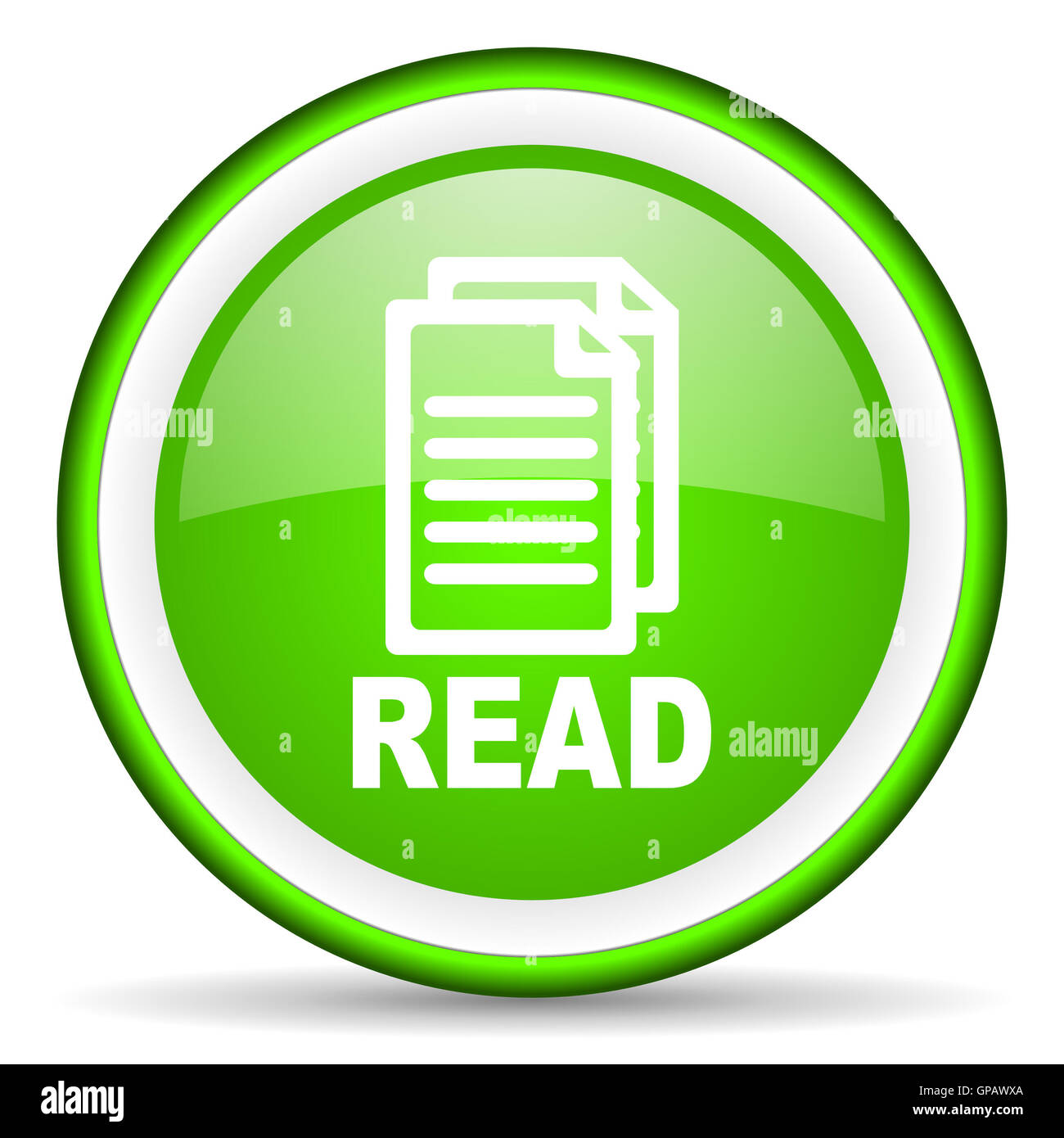 read green glossy icon on white background Stock Photo - Alamy