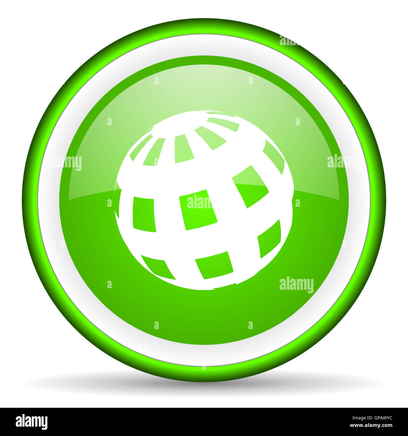 earth green glossy icon on white background Stock Photo - Alamy