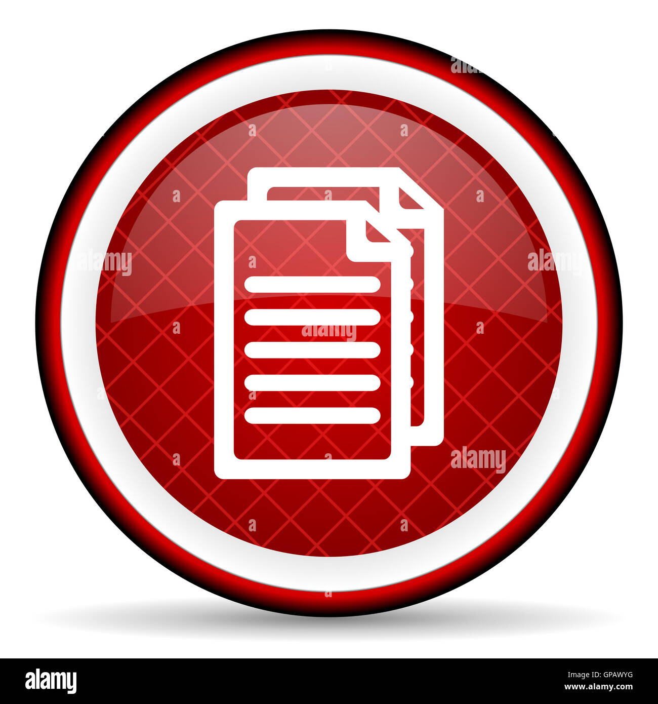 document red glossy icon on white background Stock Photo - Alamy