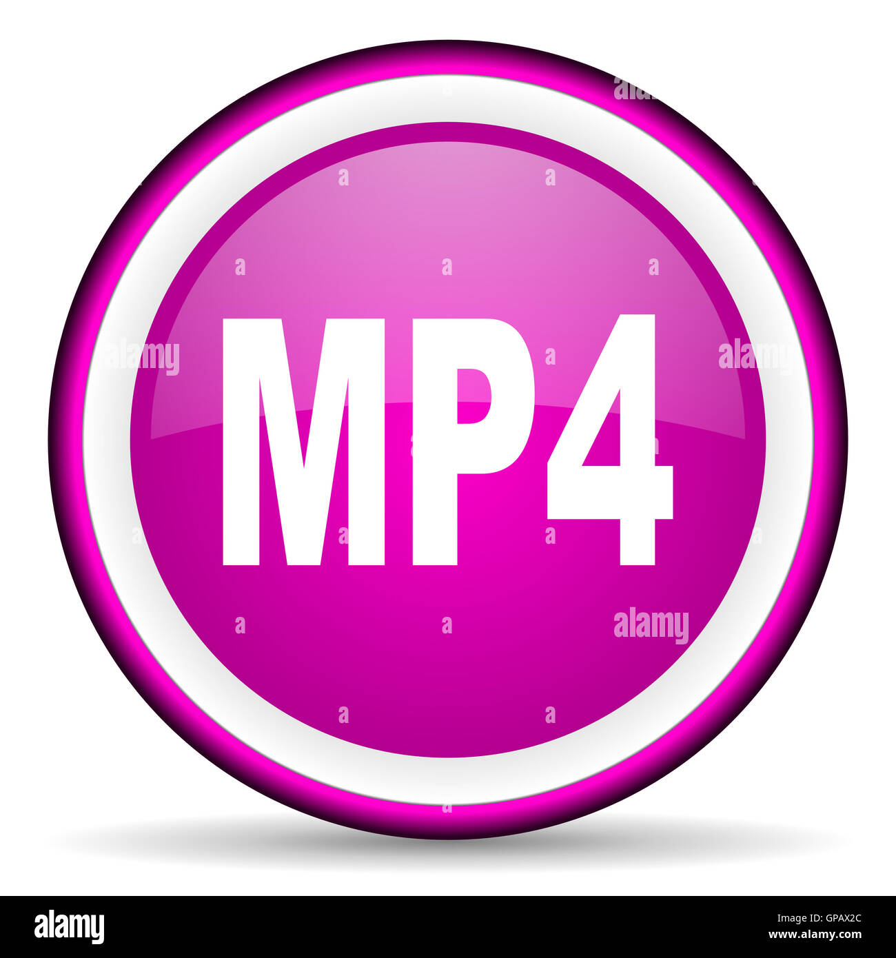 mp4 violet glossy icon on white background Stock Photo - Alamy