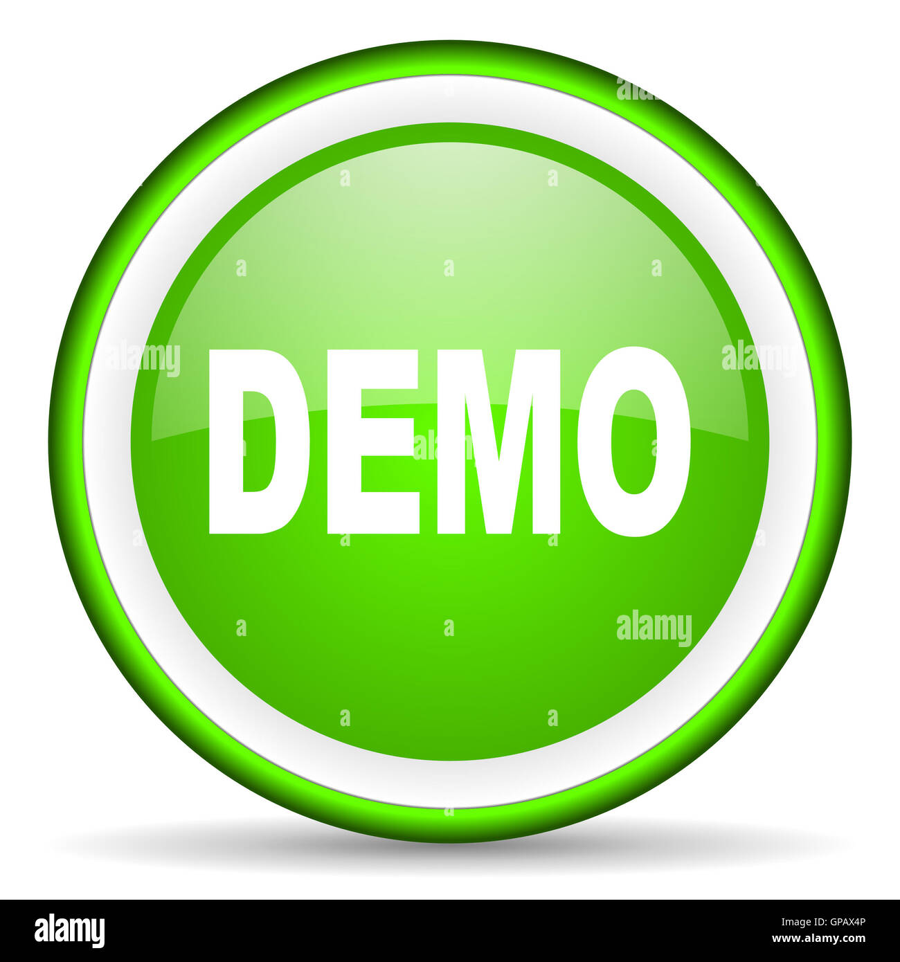 demo green glossy icon on white background Stock Photo - Alamy
