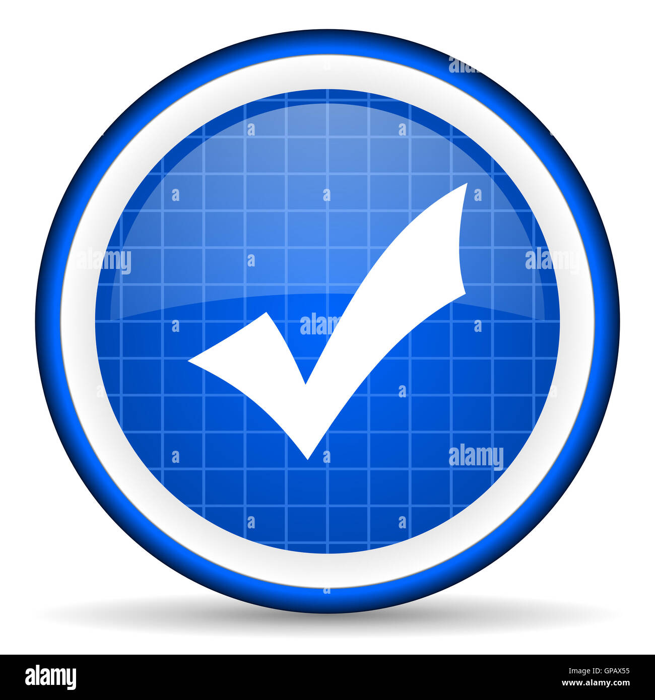 accept blue glossy icon on white background Stock Photo - Alamy