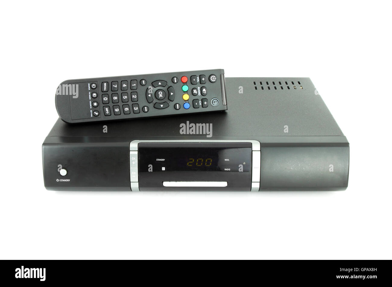 remote and receiver for satellite TV Stock Photo - Alamy