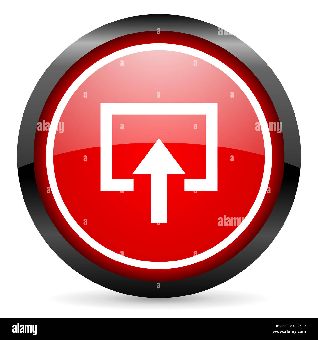 enter round red glossy icon on white background Stock Photo - Alamy