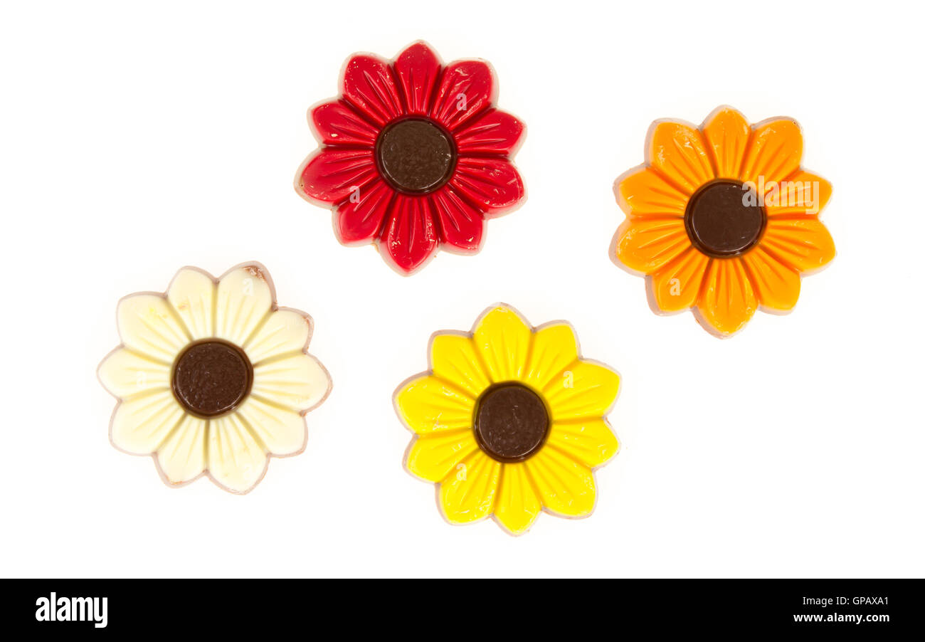 Different colors of chocolate flowers Stock Photo - Alamy